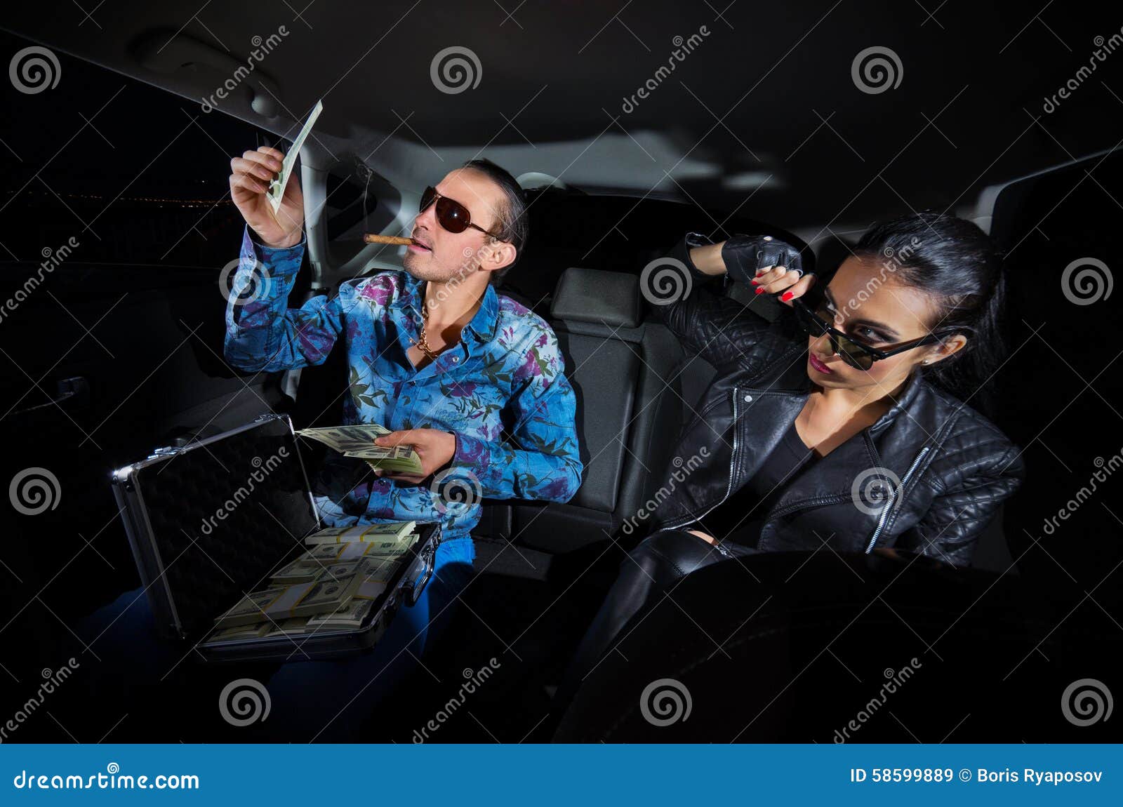 Two gangsters with dollars stock image. Image of cigar - 58599889