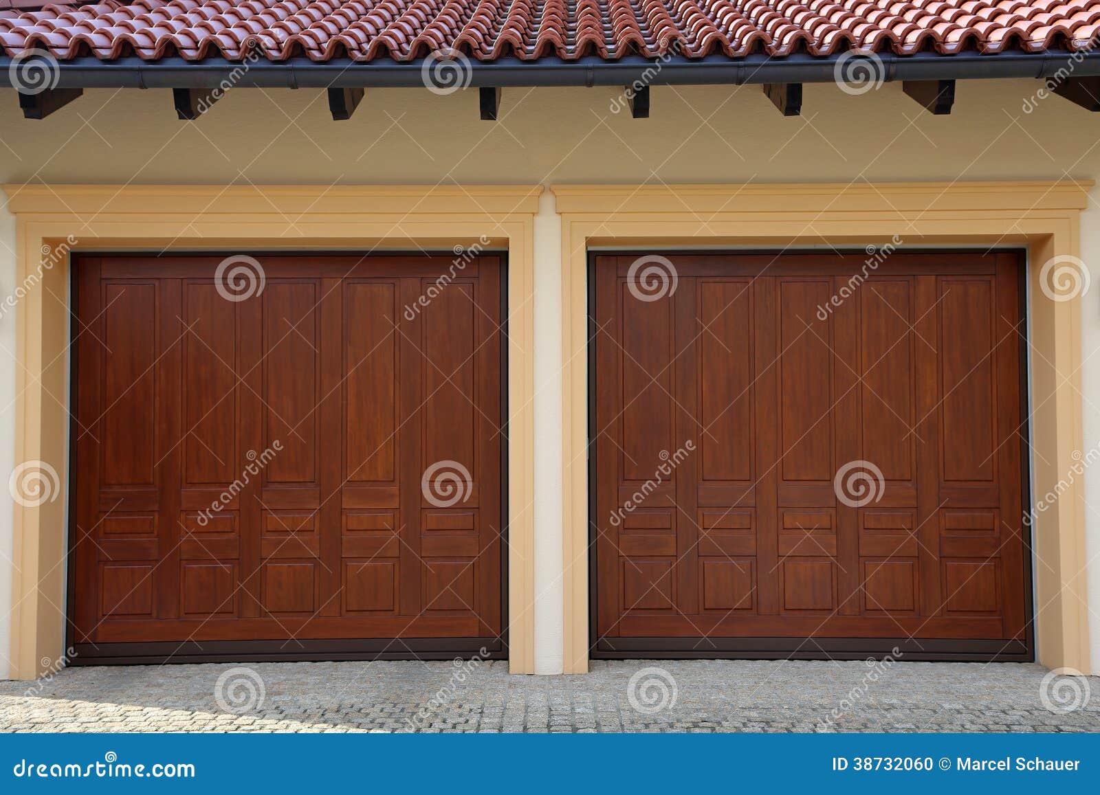 Two Garage Doors stock photo. Image of detached, landscaping - 38732060