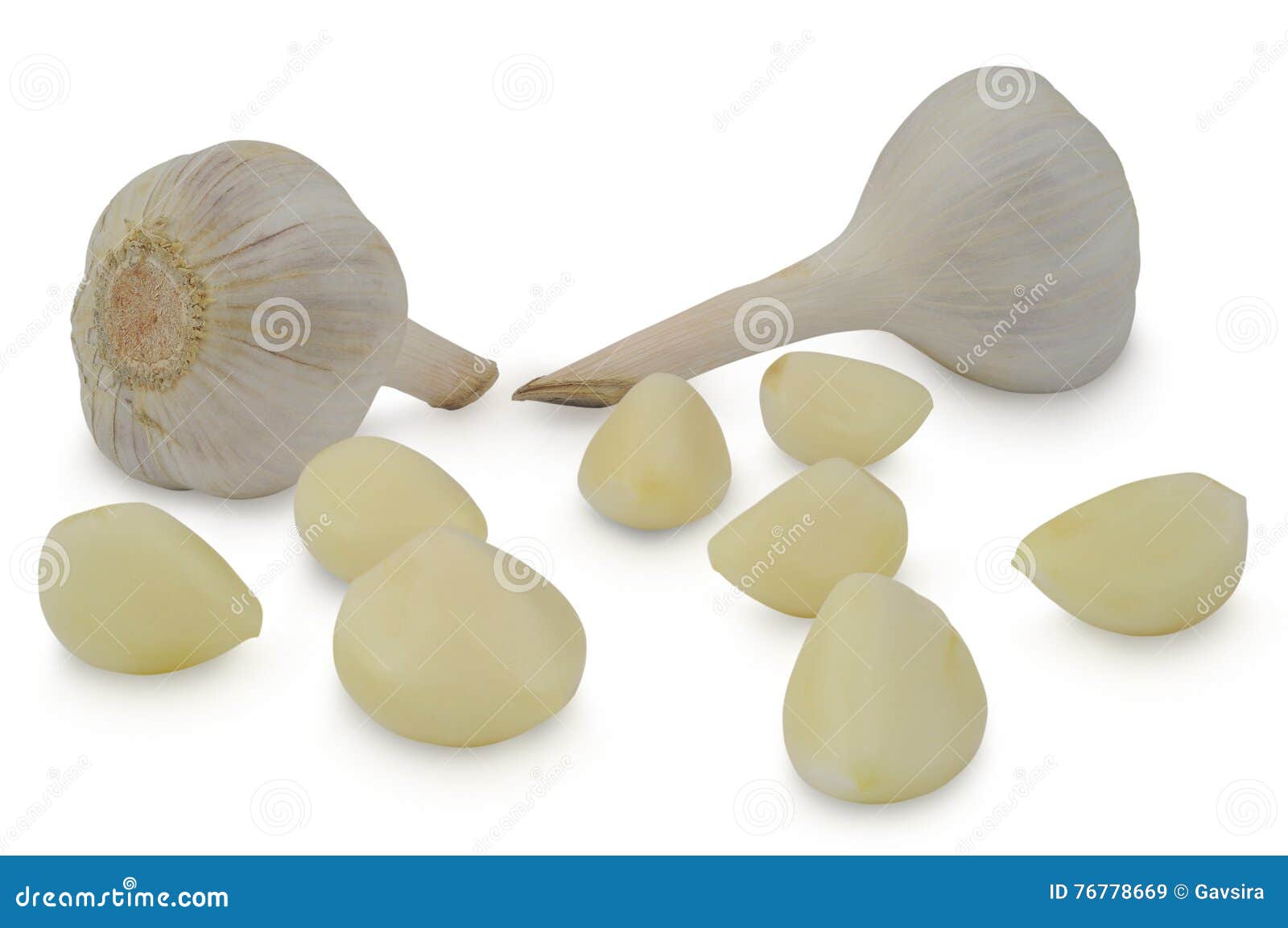 Two Garlic and Cloves Isolated on White Background Stock Image - Image ...