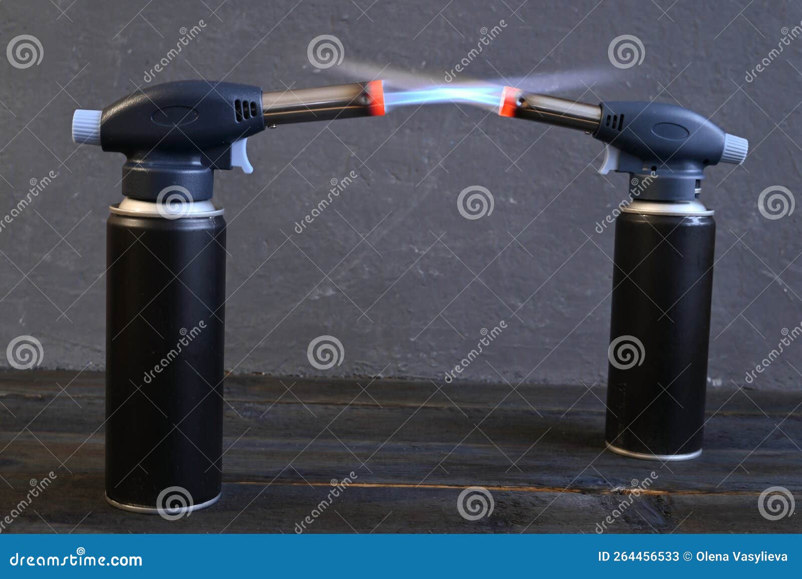 Two Gas Burners on Tourist Cylinders are Turned on Stock Image - Image ...