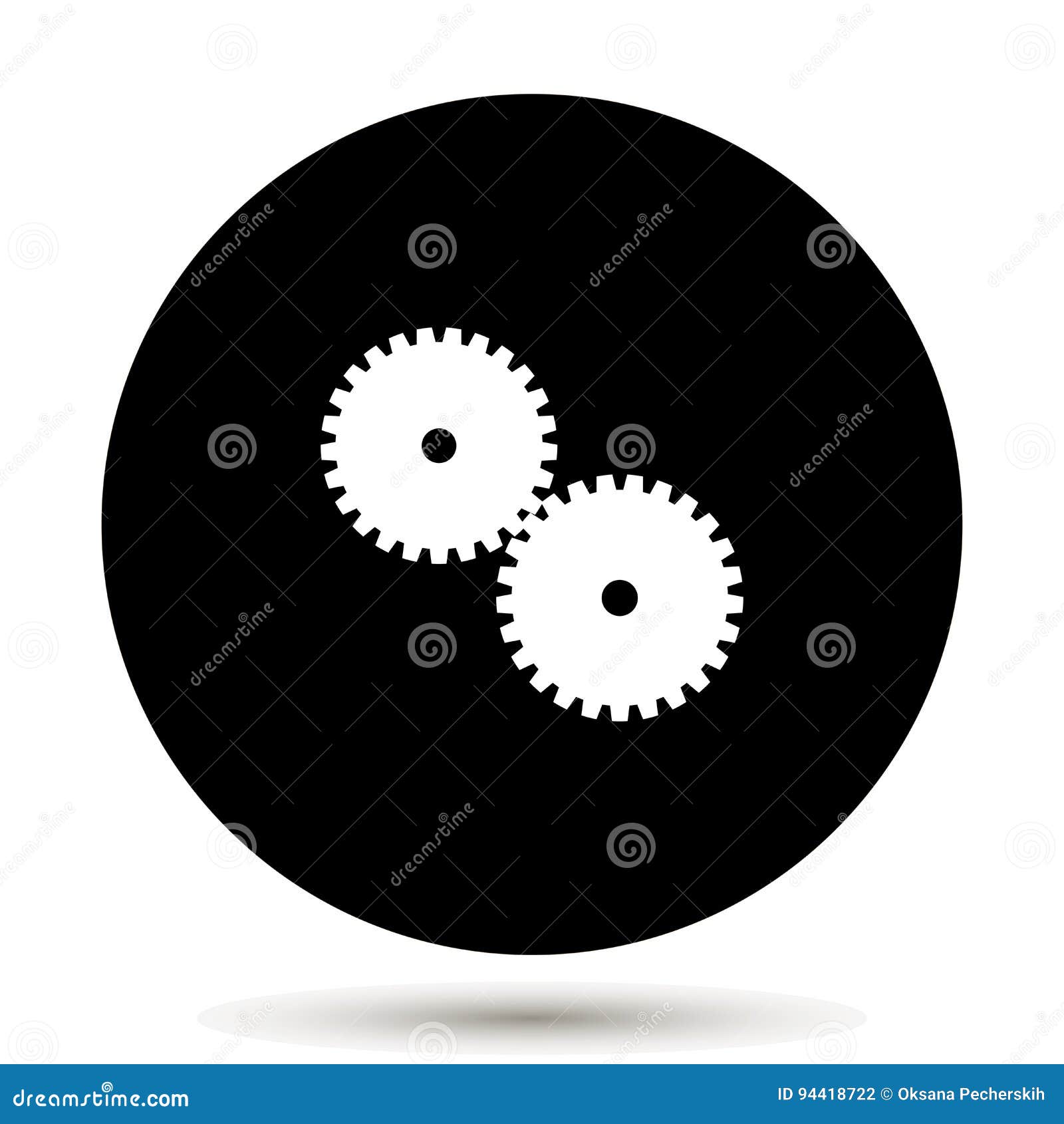 Two Gear Icon, Flat Design Style Stock Vector - Illustration of factory ...