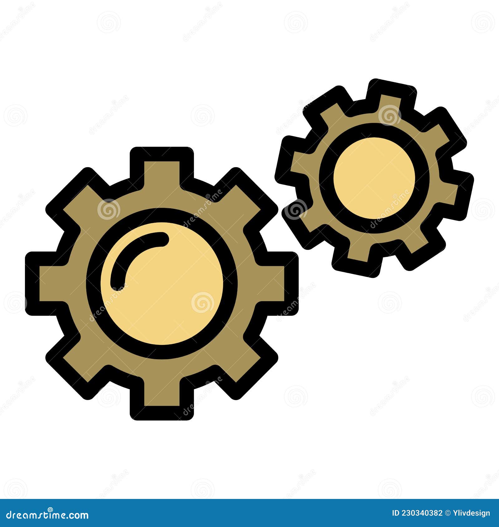 Two Gears Icon Color Outline Vector Stock Vector - Illustration of ...