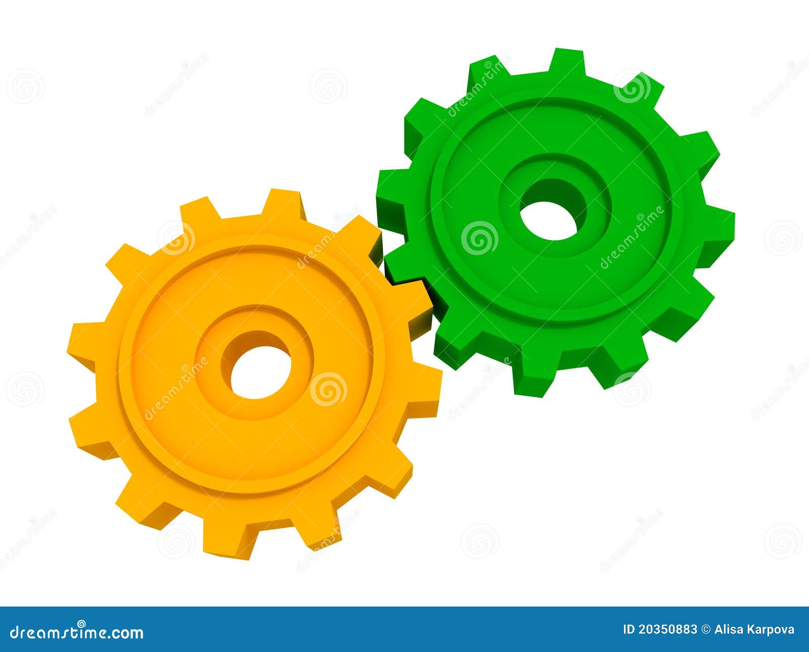 Two Gears Isolated Object on White Background Stock Illustration ...