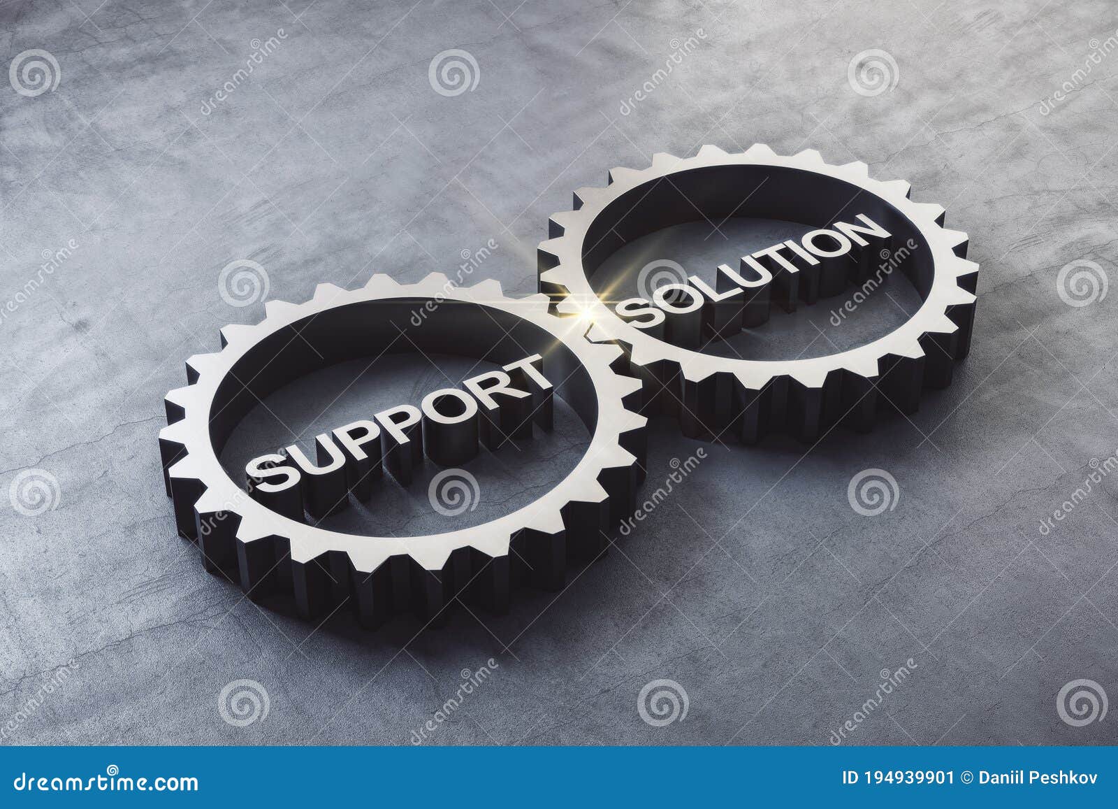 Two Gears Meshing Together with Text Support and Solution Stock ...