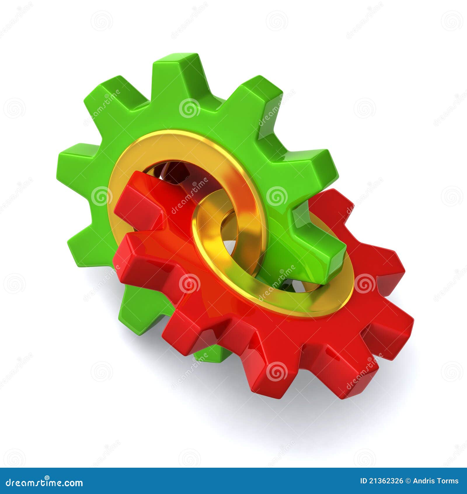 Two gears together 3d stock illustration. Illustration of green - 21362326