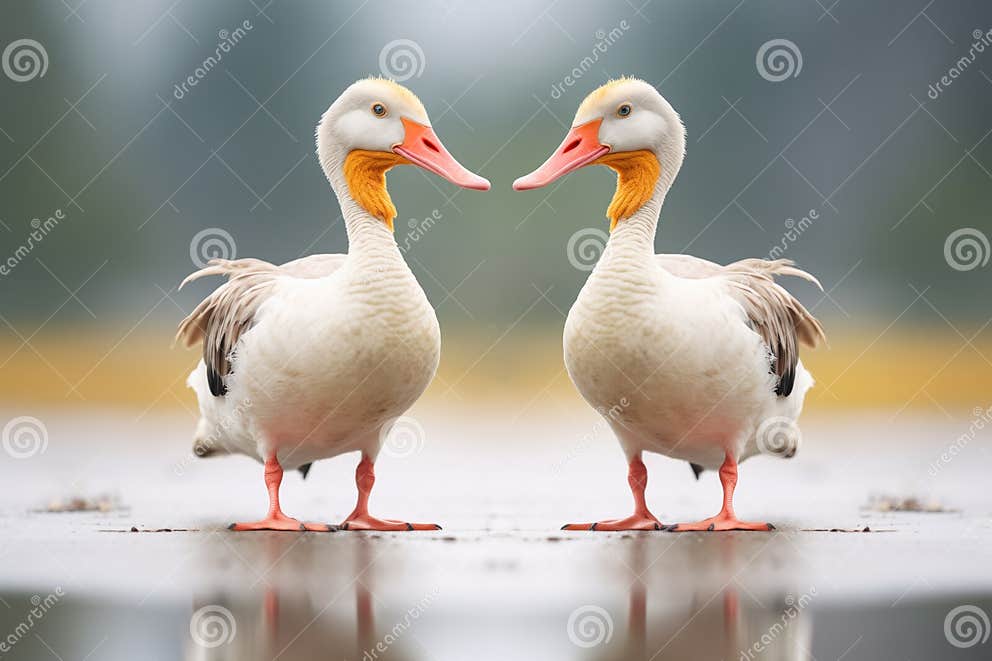 Two Geese Facing Each Other Honking Stock Image - Image of wild ...