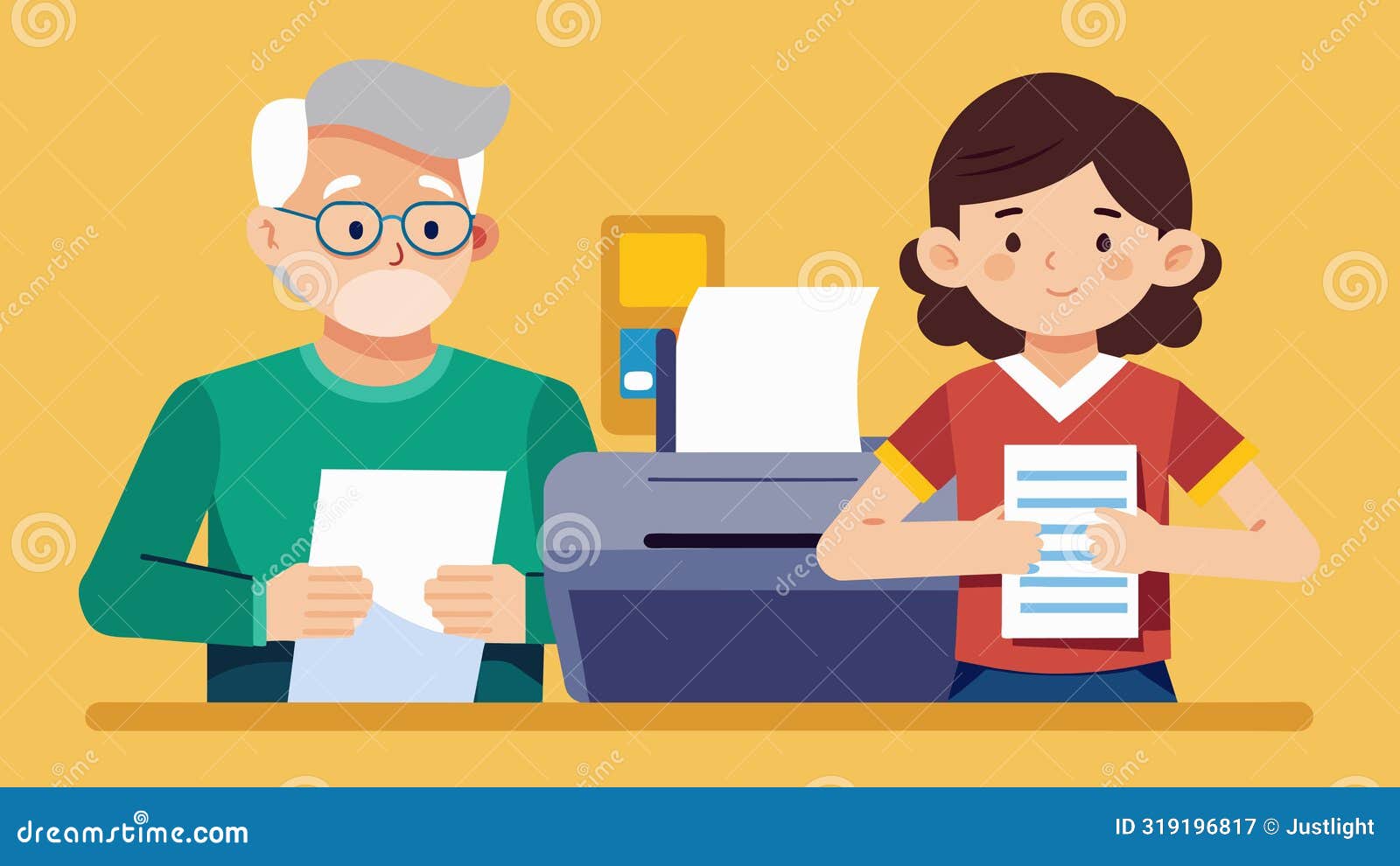 Two Generations Sitting Side by Side As a Teenager Demonstrates How To ...