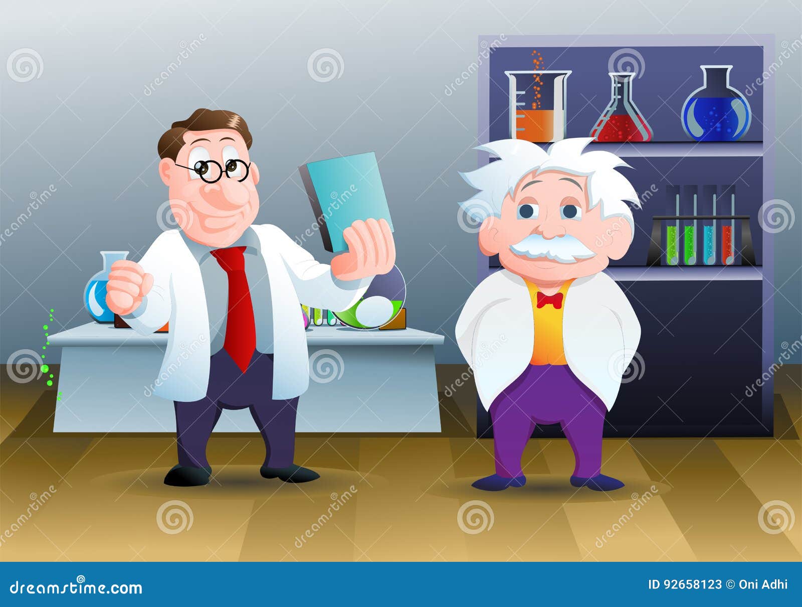 Two genius scientist stock illustration. Illustration of background ...