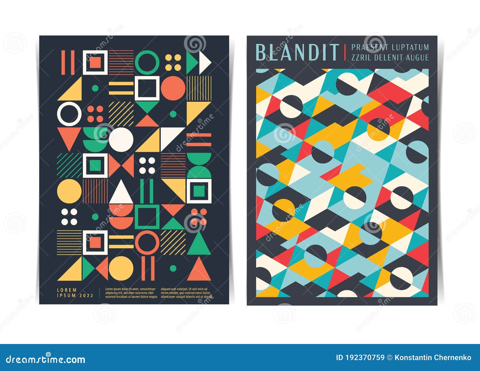 Two Geometric Pattern Art Posters Template. Stock Vector - Illustration ...