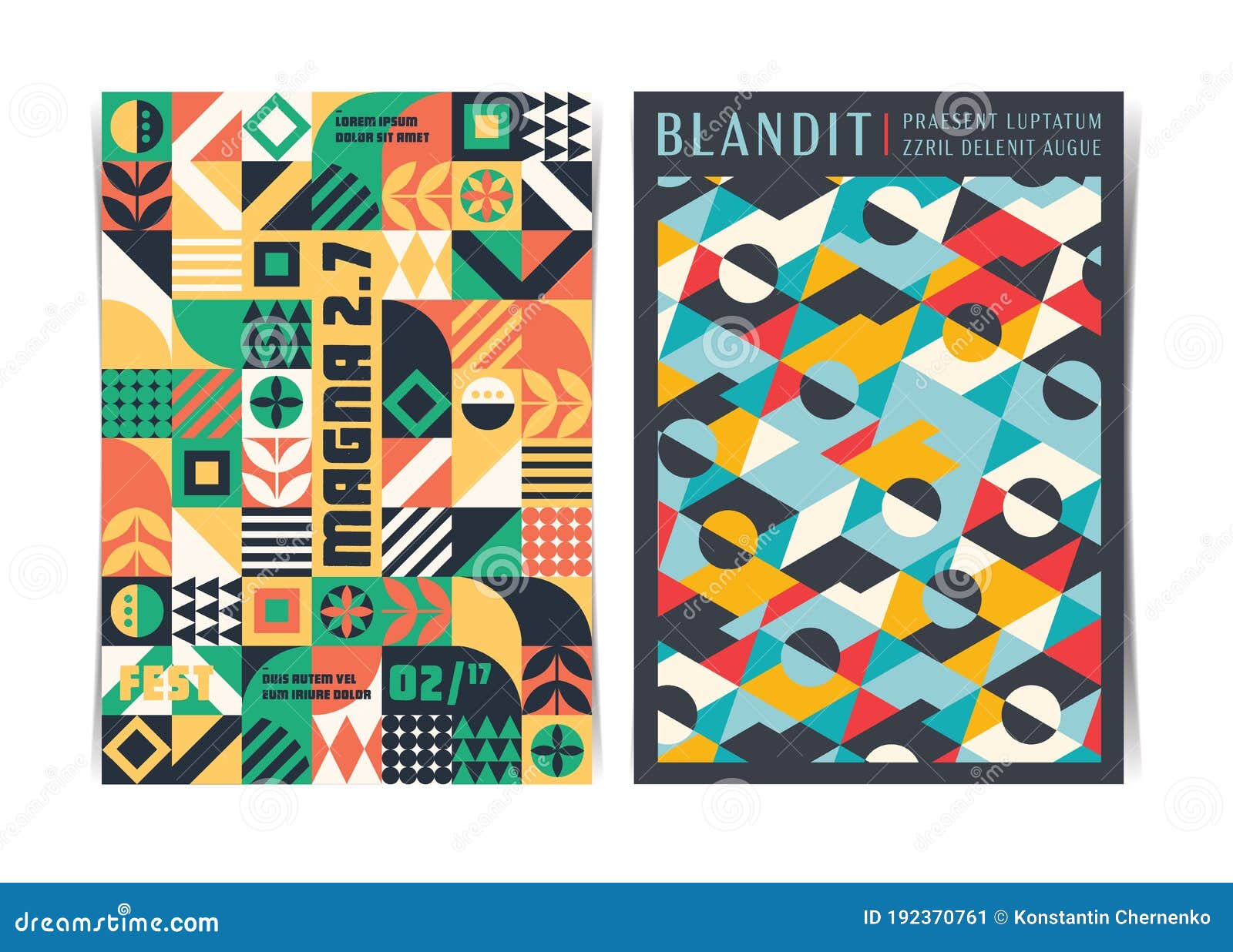 Two Geometric Pattern Art Posters Template. Stock Vector - Illustration ...