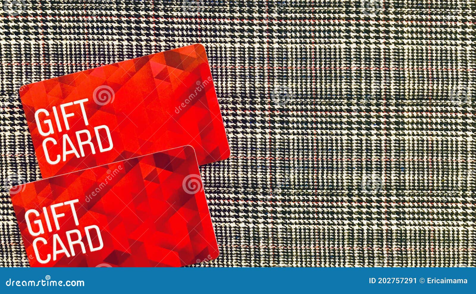 Two Red Gift Card on Fabric Background. Stock Image - Image of ...