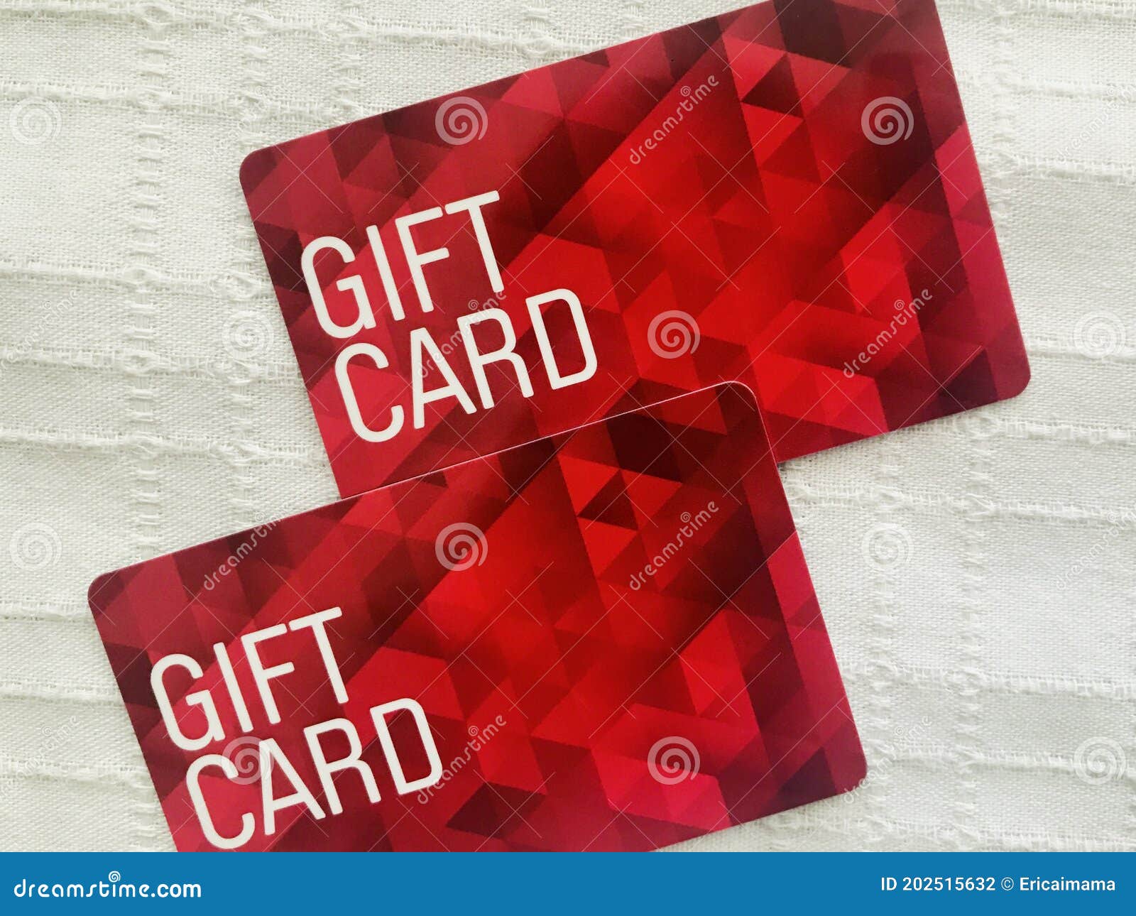 Two Geometric Patterns Red Gift Card on White Background. Stock Photo ...
