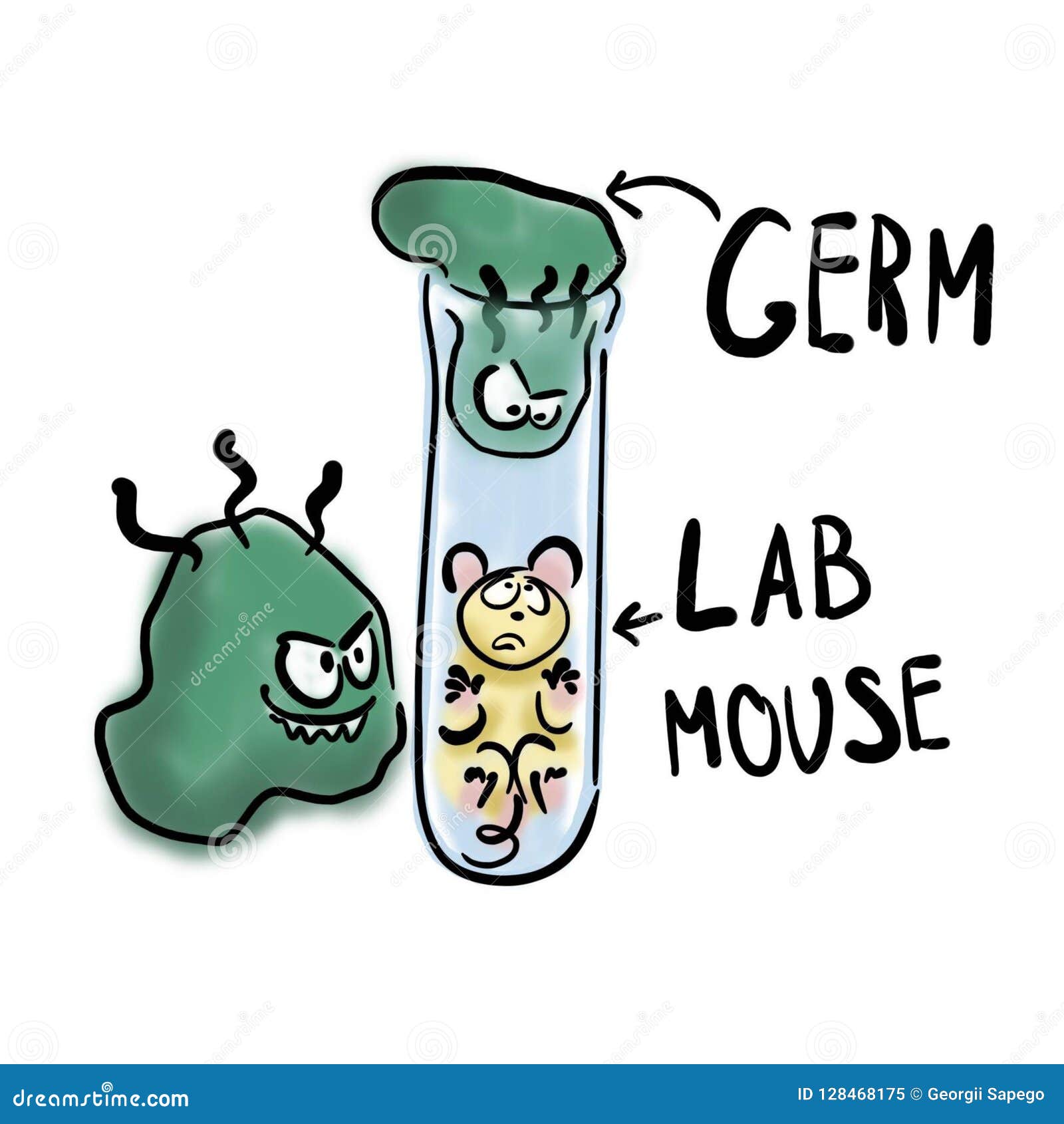 Two Germs Attack Laboratory Mouse Stock Illustration - Illustration of ...