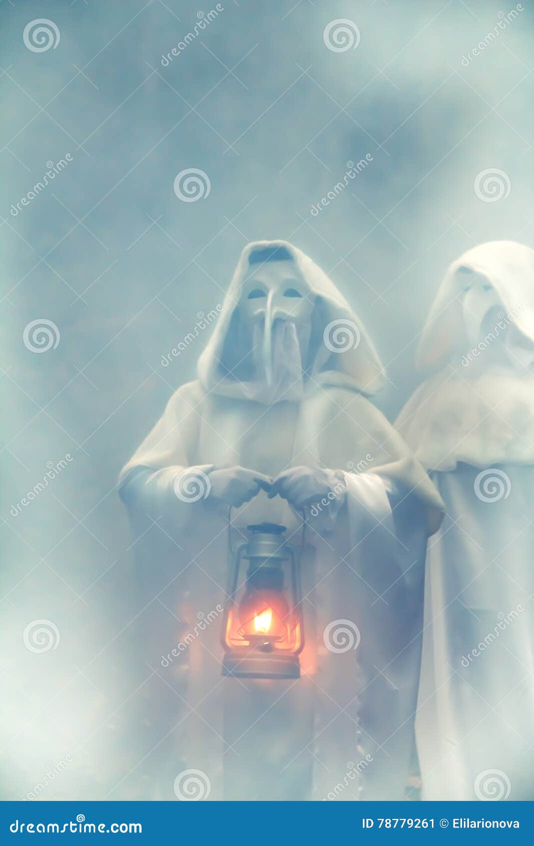 Two Ghost in a Dark Forest. Stock Image - Image of holiday, religion ...
