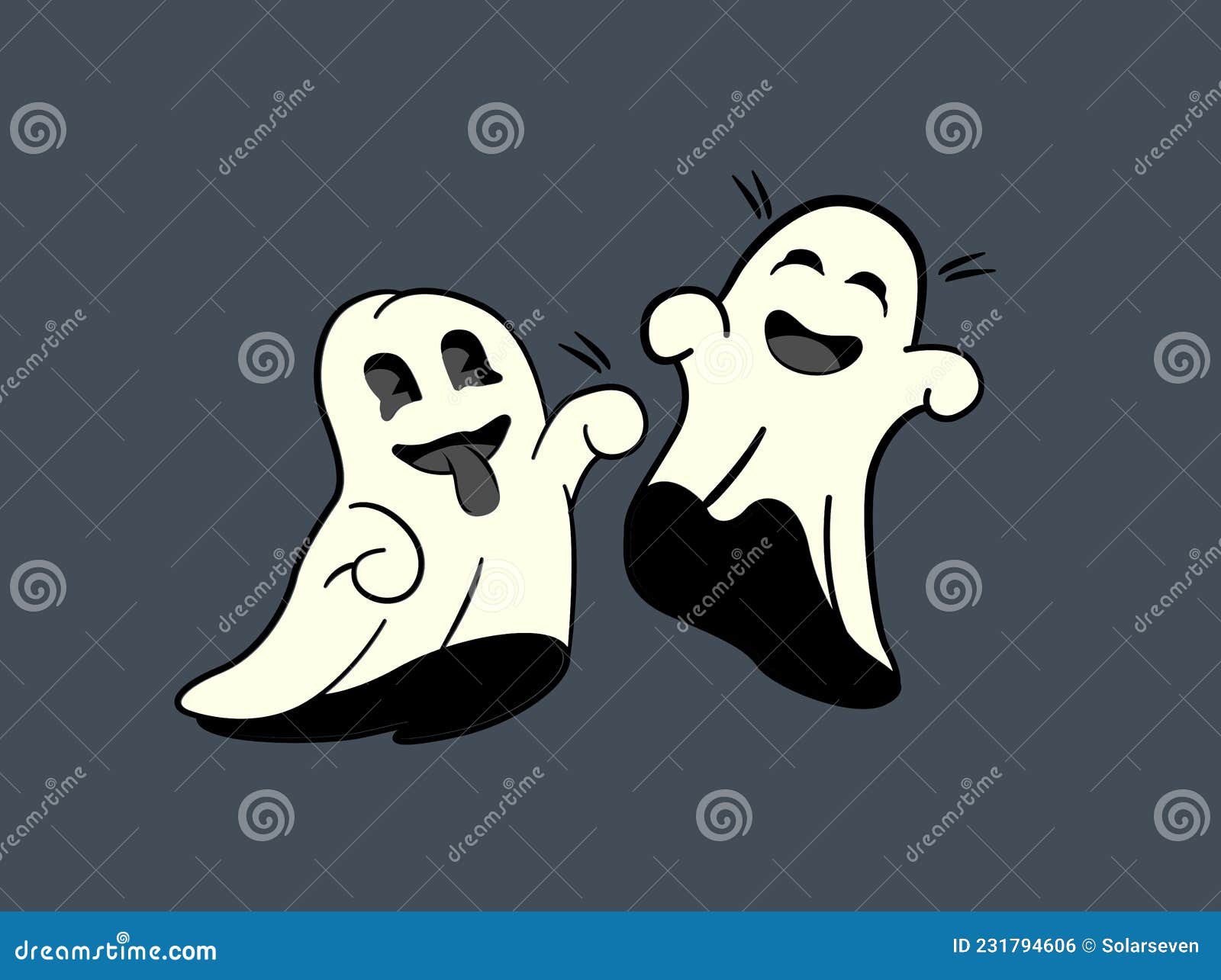 Two Ghost Having Fun and Laughing Together Stock Vector - Illustration ...