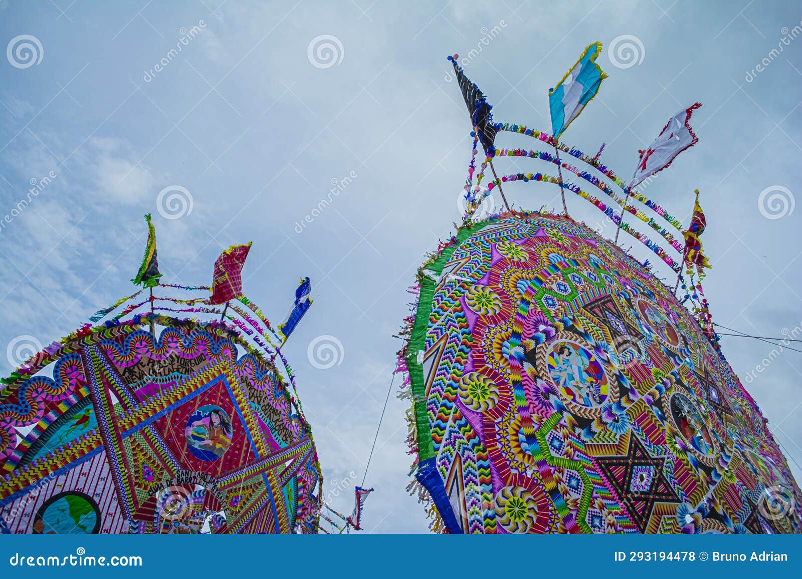 Two Giant Colorful Kites with a Triangular-shaped Flag, Editorial Stock ...