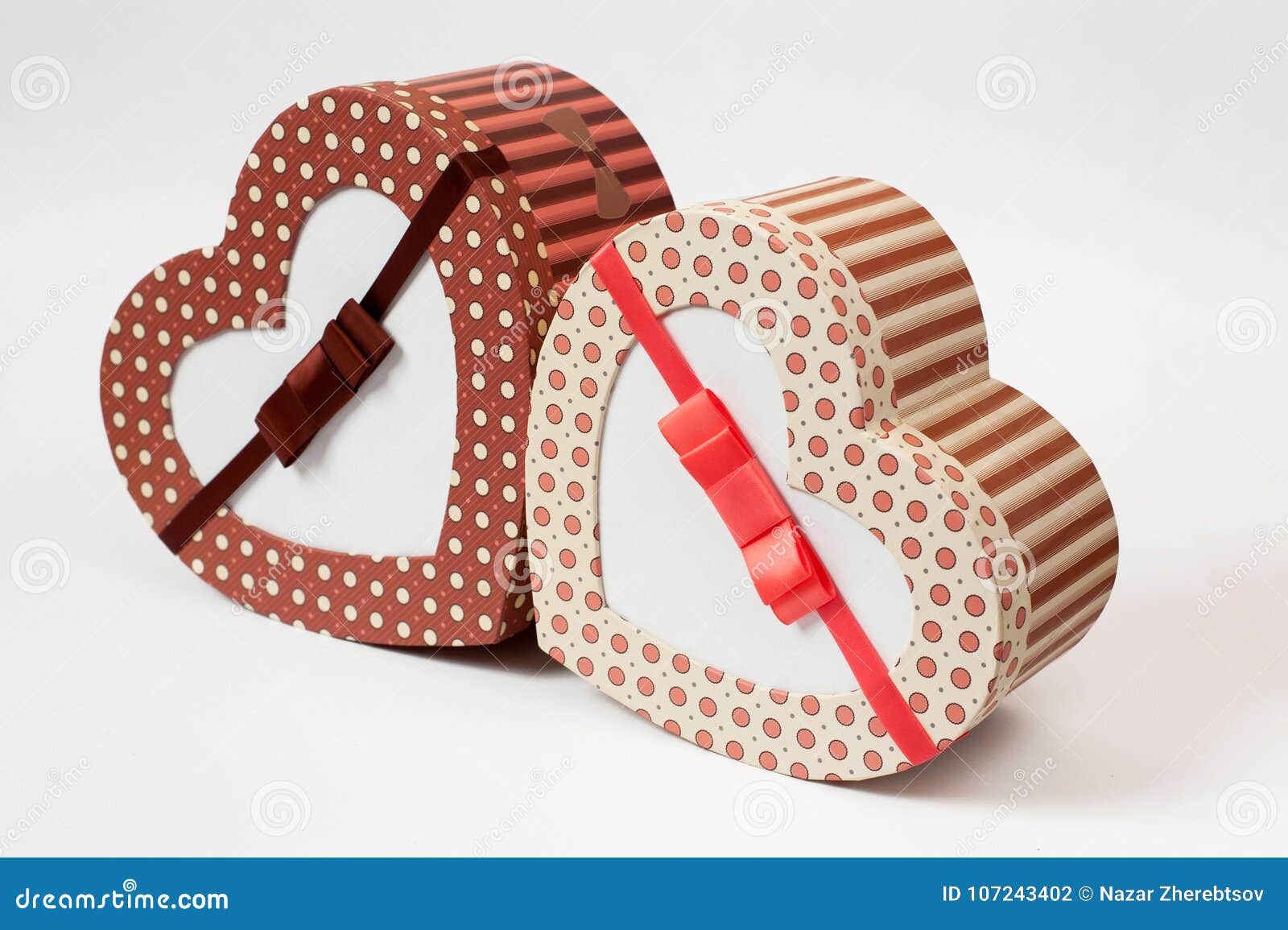 Two Gift Box in Heart Shape, Isolated on White Stock Photo - Image of ...