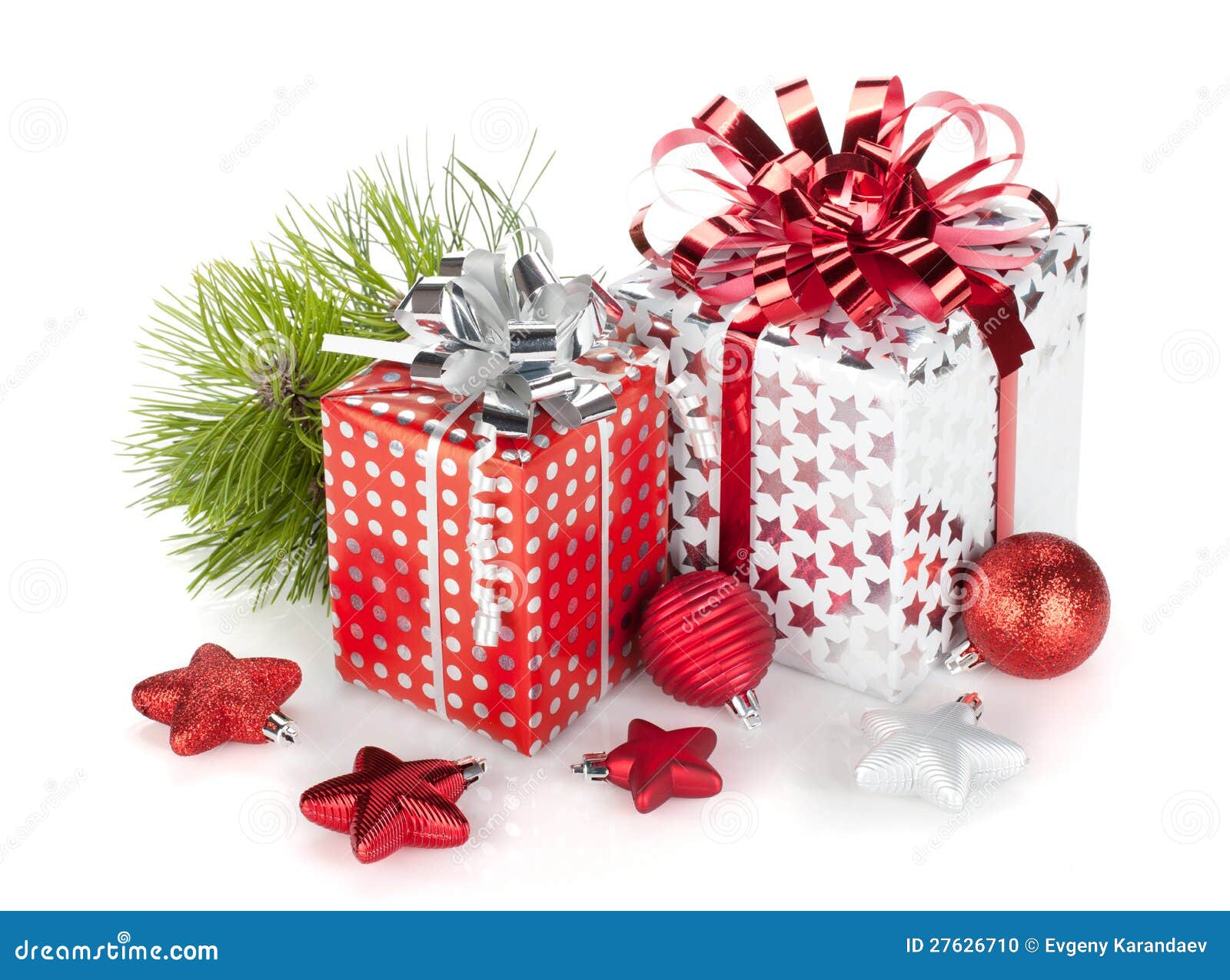 Two Gift Boxes and Christmas Decor Stock Photo - Image of gift ...