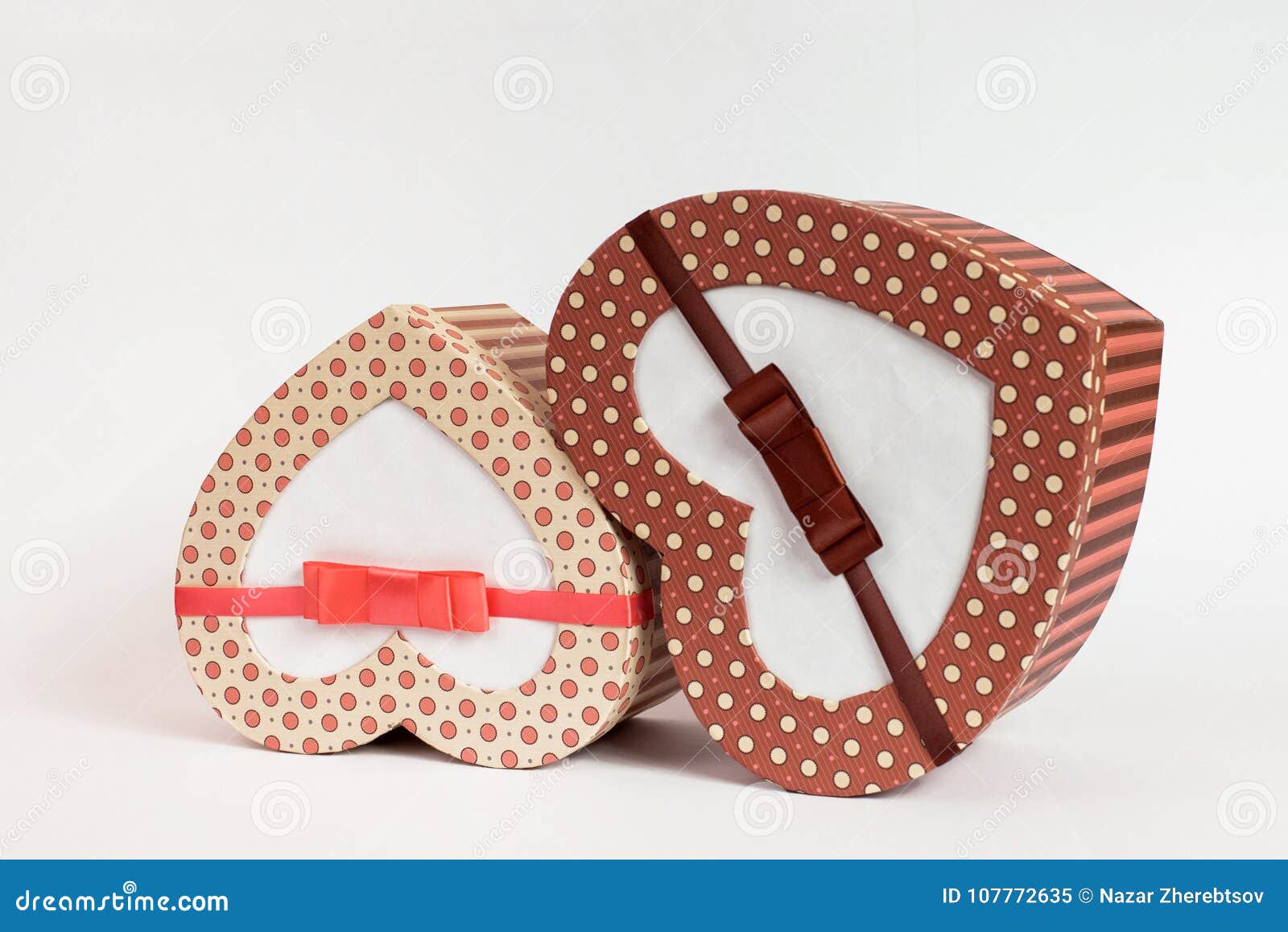 Two Gift Boxes in Heart Shape on White Background Stock Image - Image ...