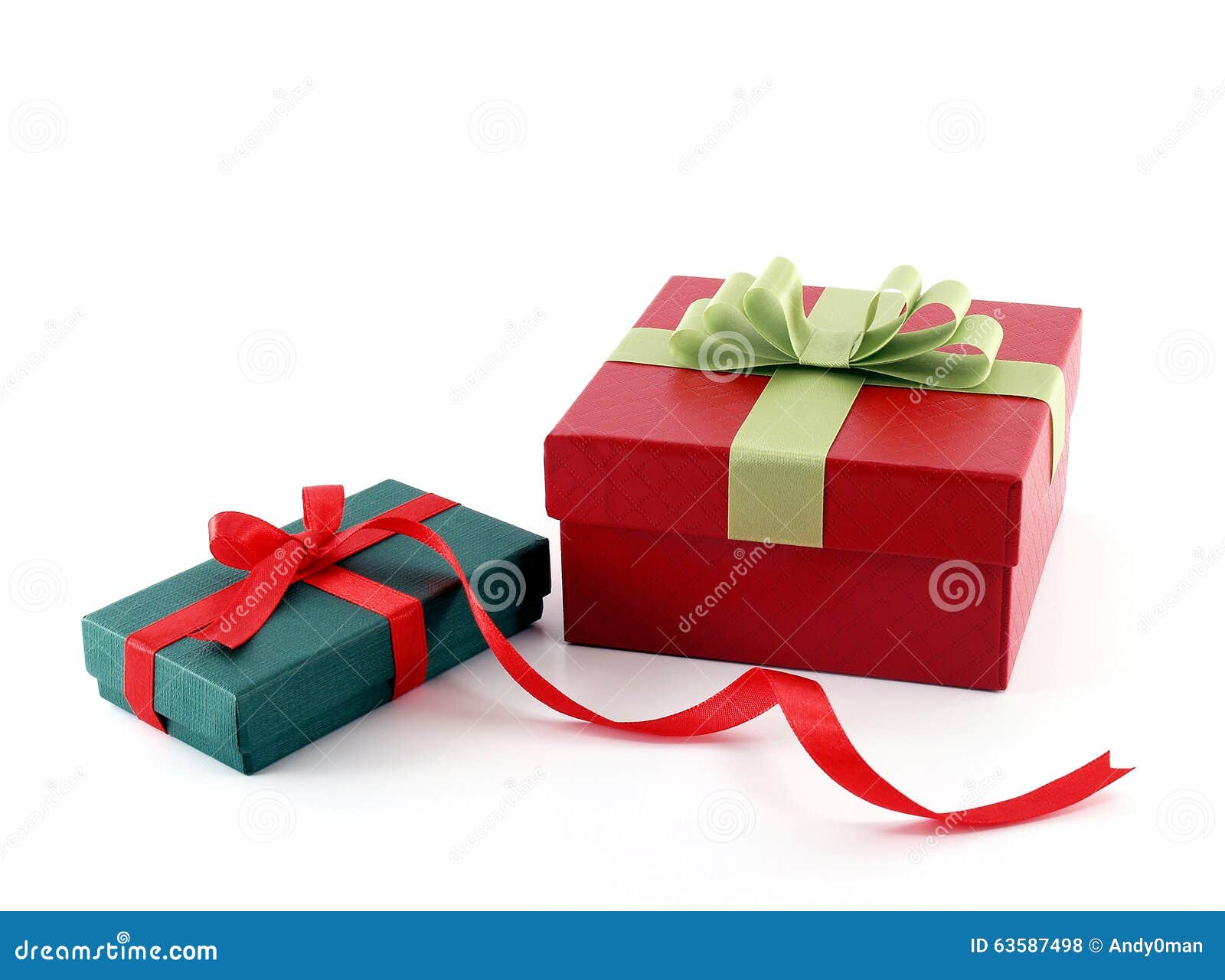 Close Up Two Gift Boxes with Ribbon Bow Isolated on White Background ...