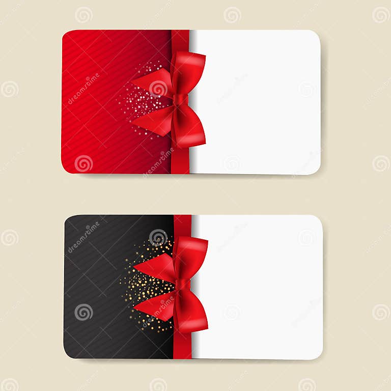Two Gift Cards Set Isolated Stock Vector - Illustration of satin, card ...
