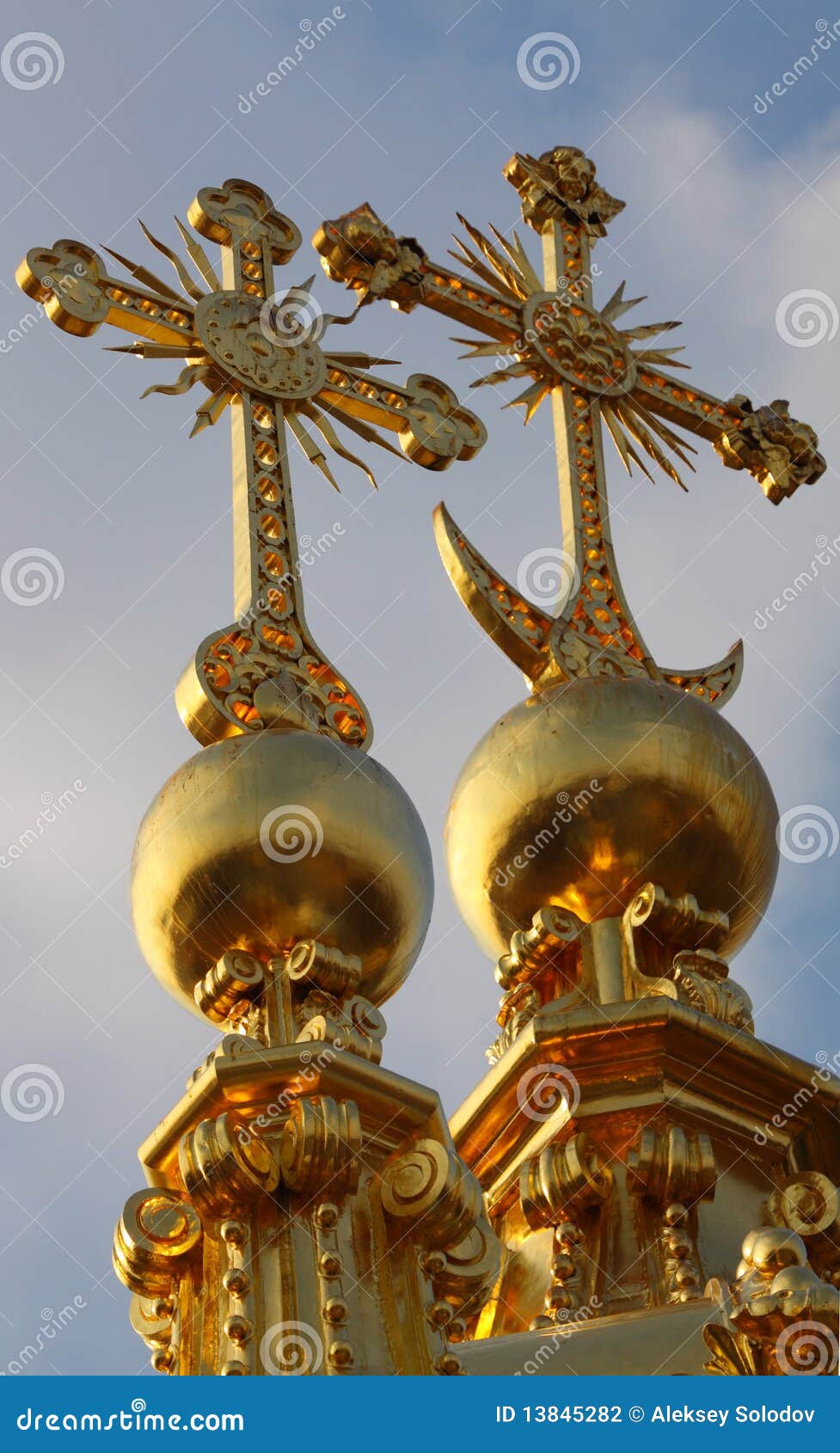 Two gilt crosses stock photo. Image of symbol, reflection - 13845282
