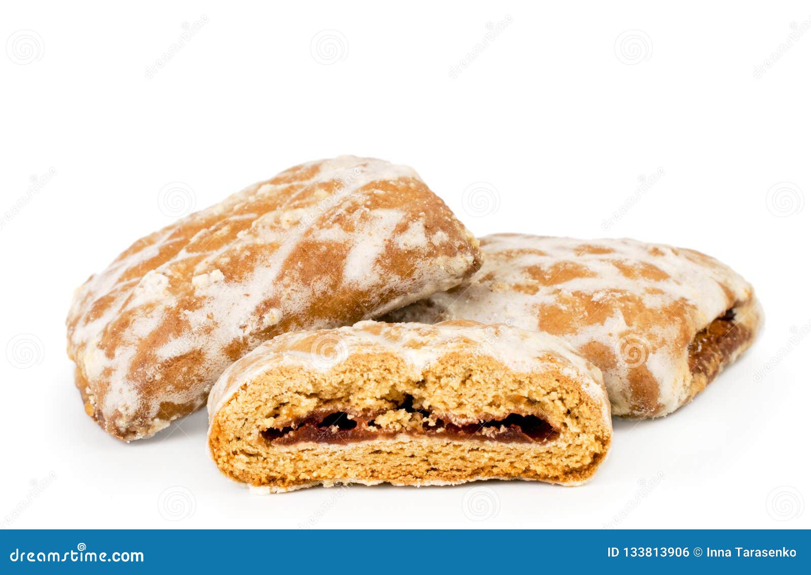 Two Gingerbread and Half on a White, Isolated. Stock Photo - Image of ...