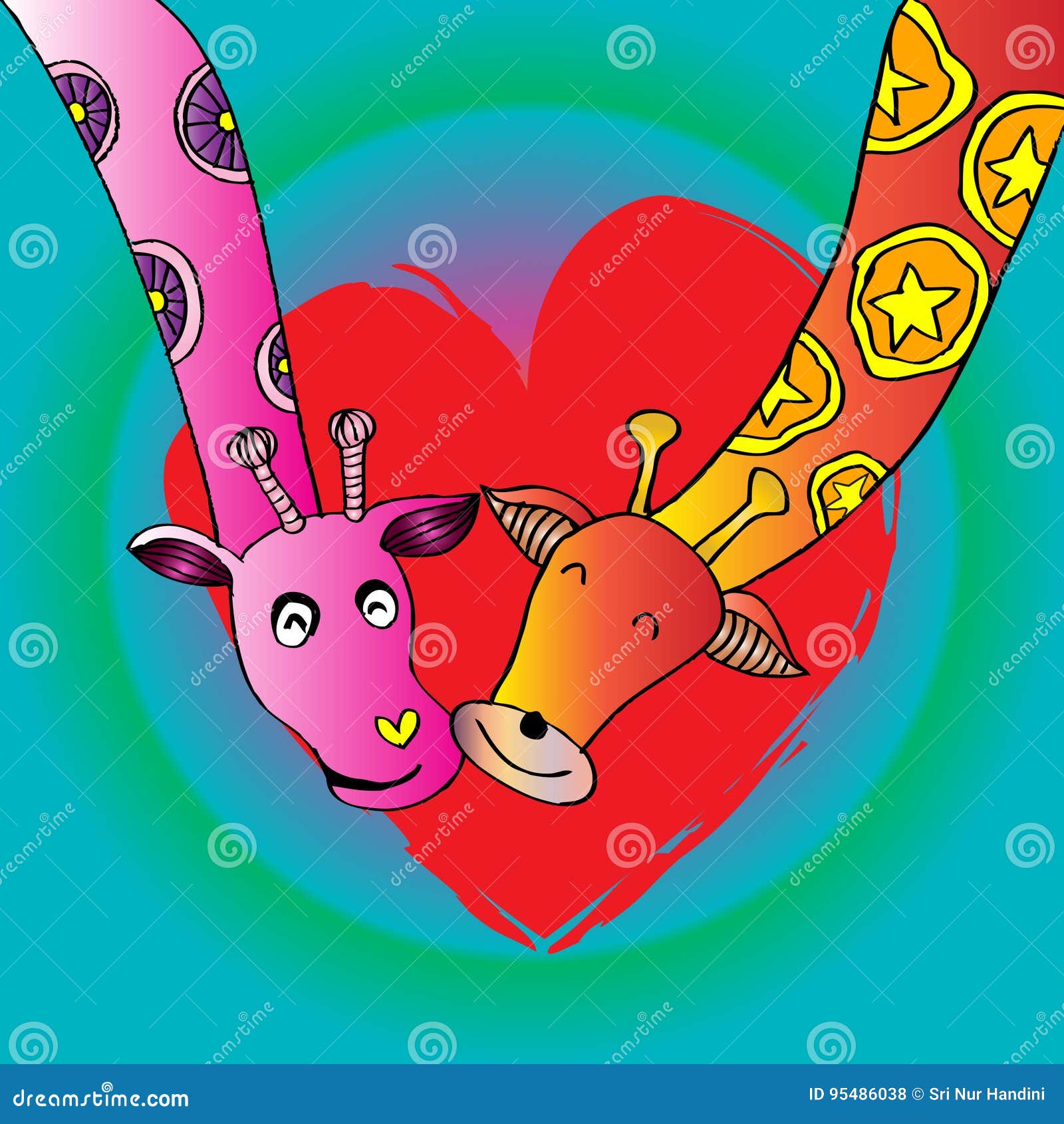 Two giraffes cartoon. stock illustration. Illustration of drawing ...