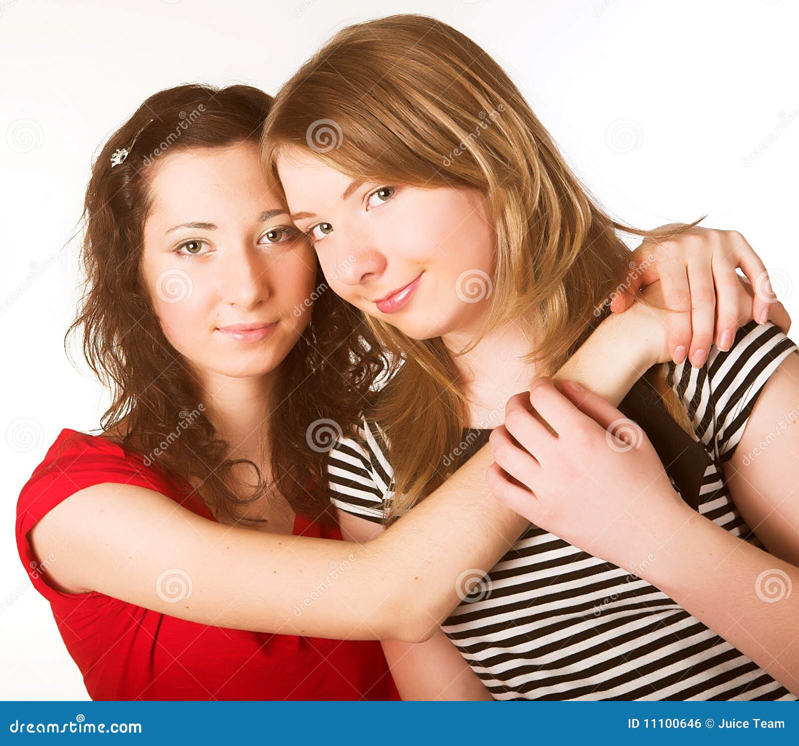 Two Girl Friends Together Smiling Stock Photo - Image of isolated, eyes ...