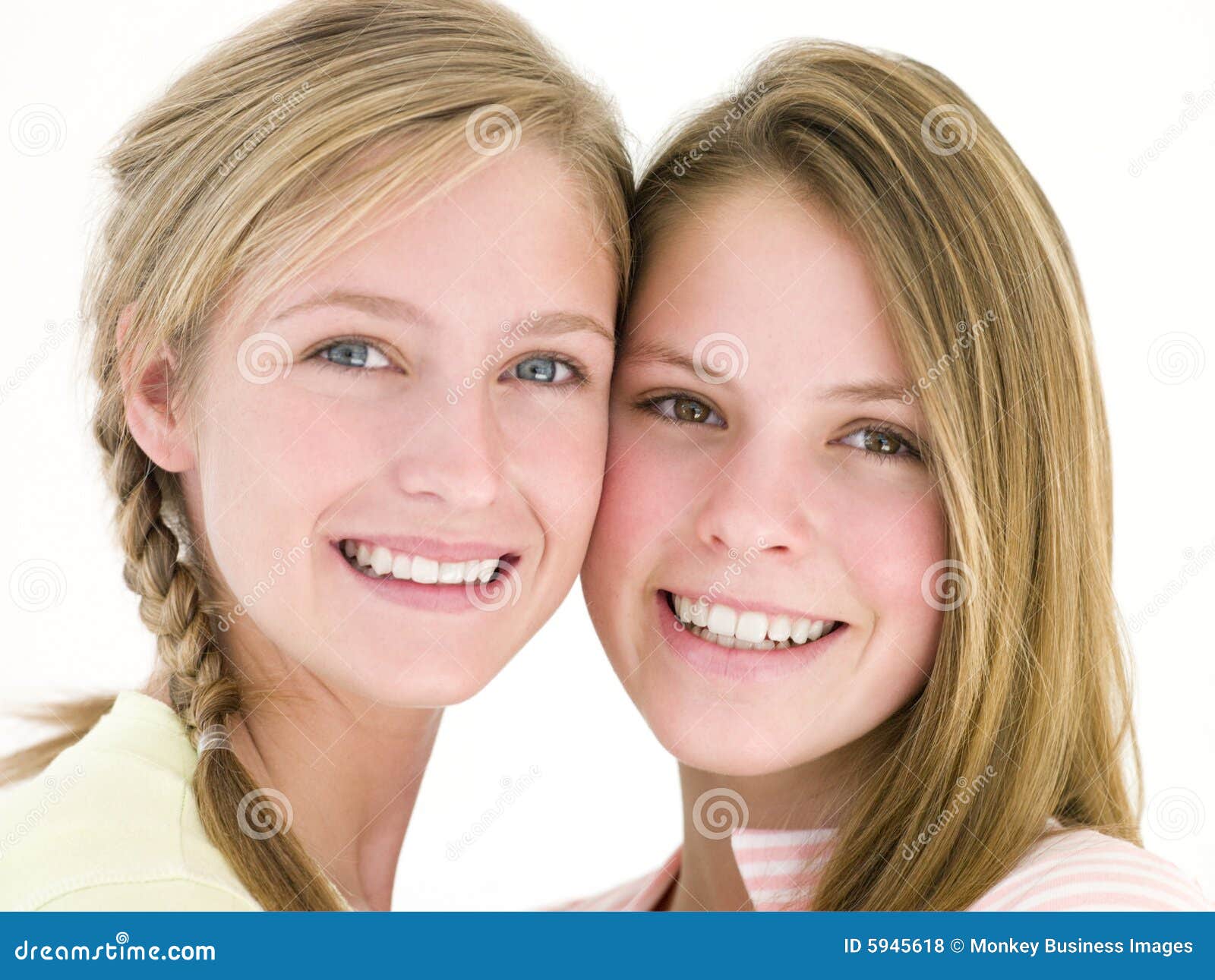 Two Girl Friends Together Smiling Stock Photo - Image of child ...