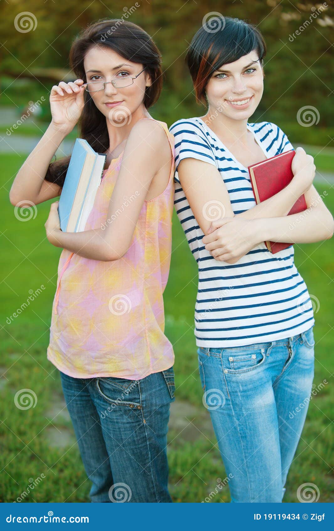 Two Girl-student in the Park Stock Photo - Image of cute, fresh: 19119434