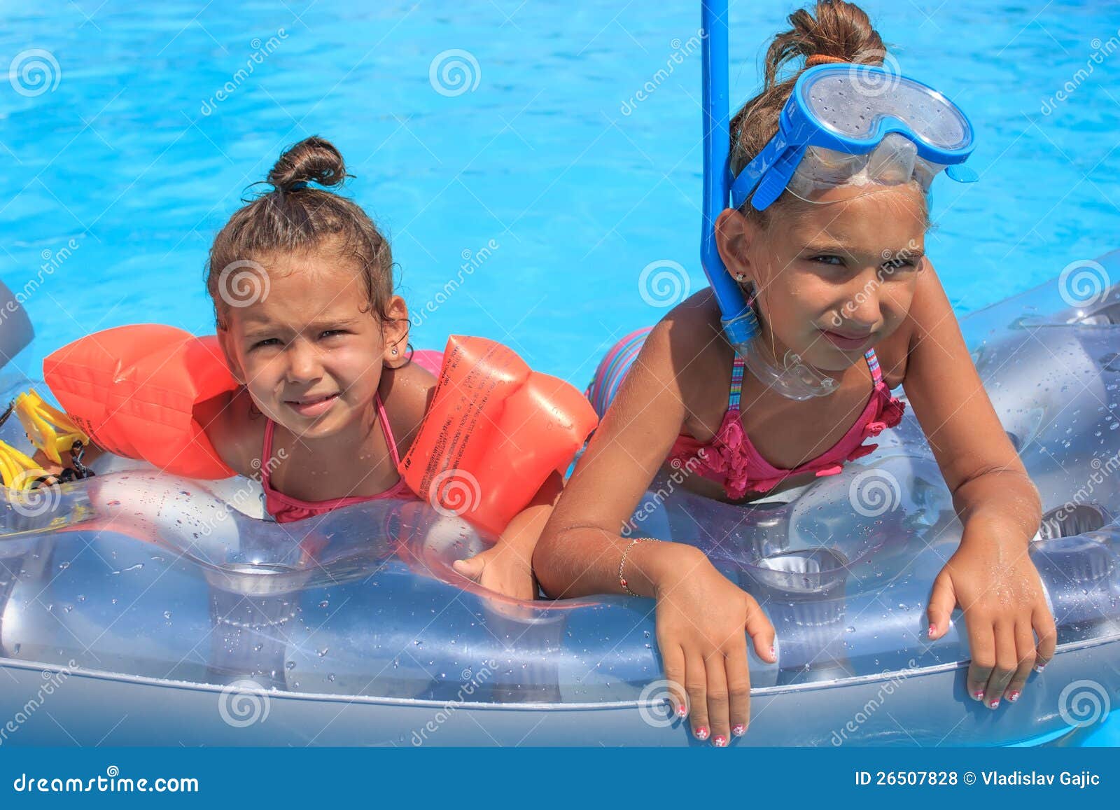 Two Girl in the Swimming Pool Stock Photo - Image of outdoor, cheerful ...