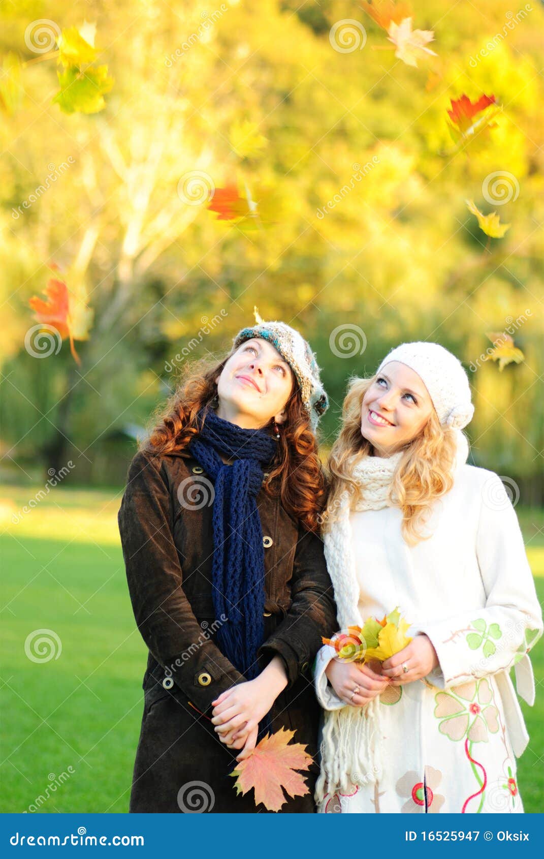 Two Girl Under the Maple Tree Stock Image - Image of sunlight ...