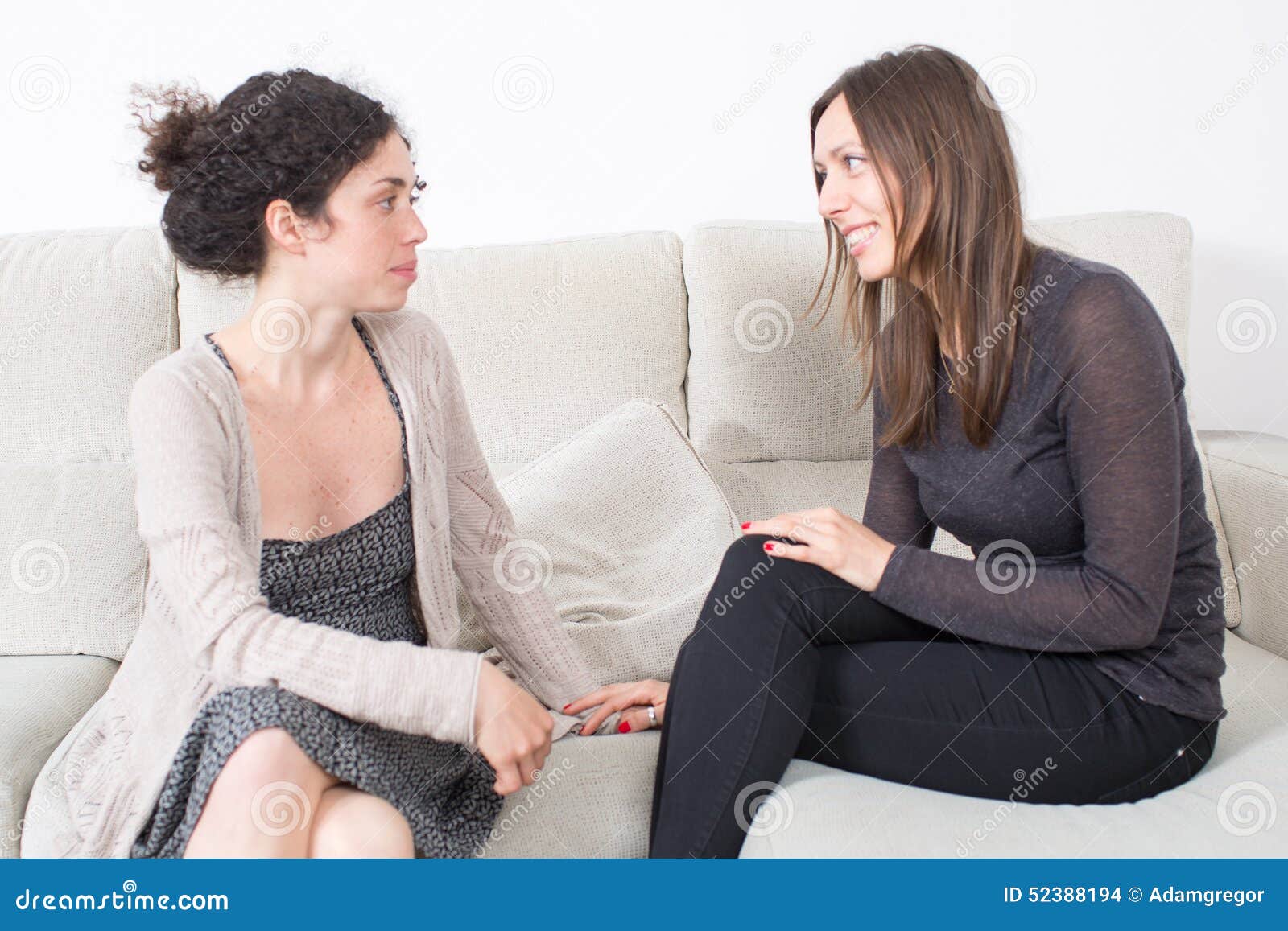 Two Girlfriends Discuss Positive Stock Photo - Image of rave, sympathy ...