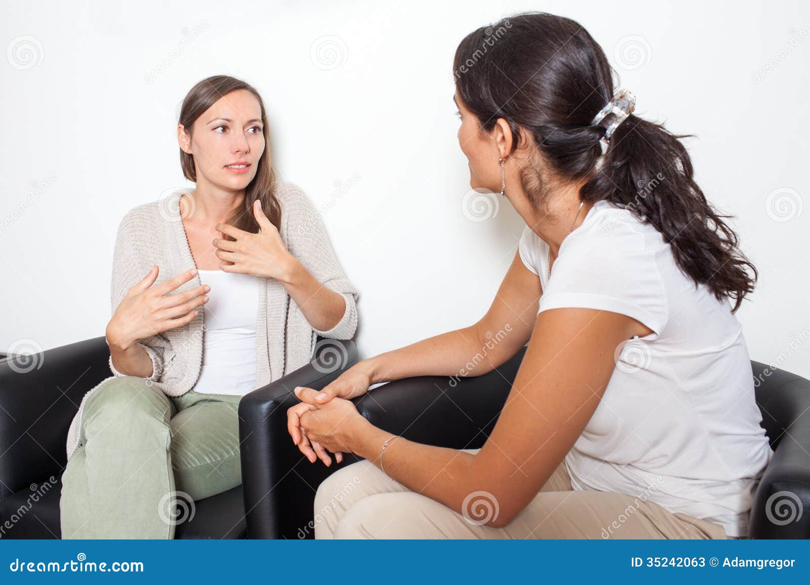 Two girlfriends discuss stock image. Image of mates, dialogue - 35242063