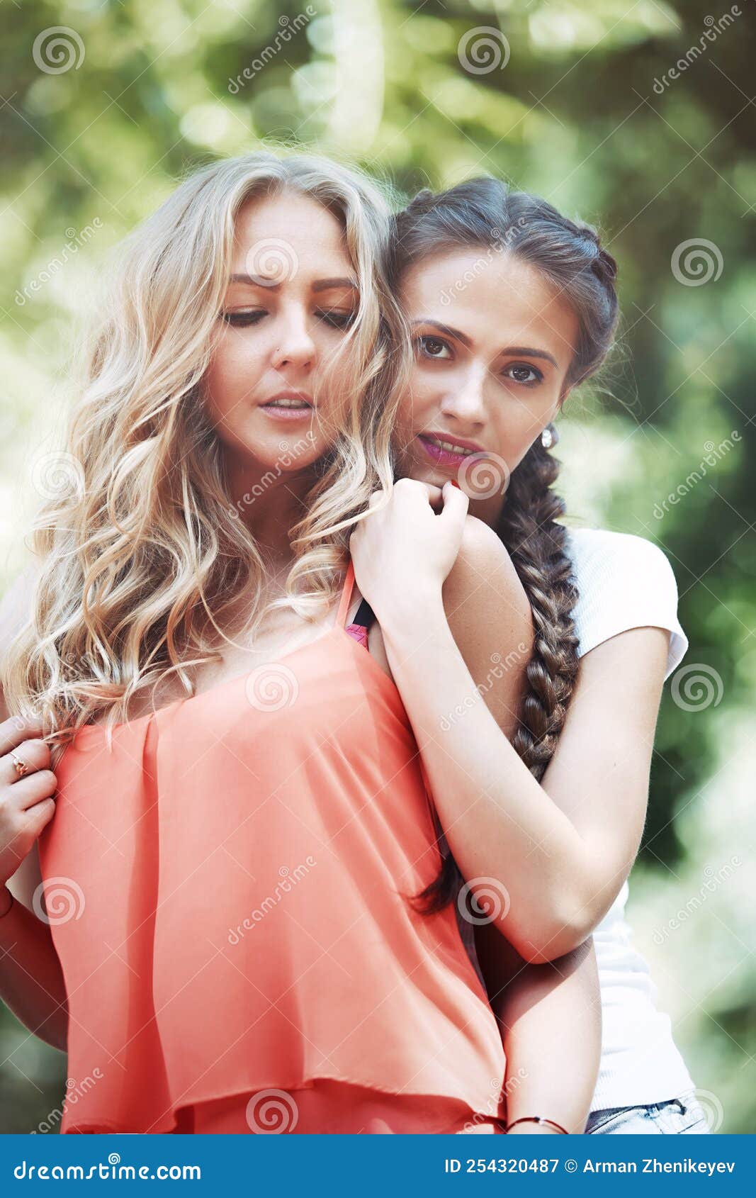Two Girlfriends Hugging Outdoors Stock Image - Image of cities, capital ...