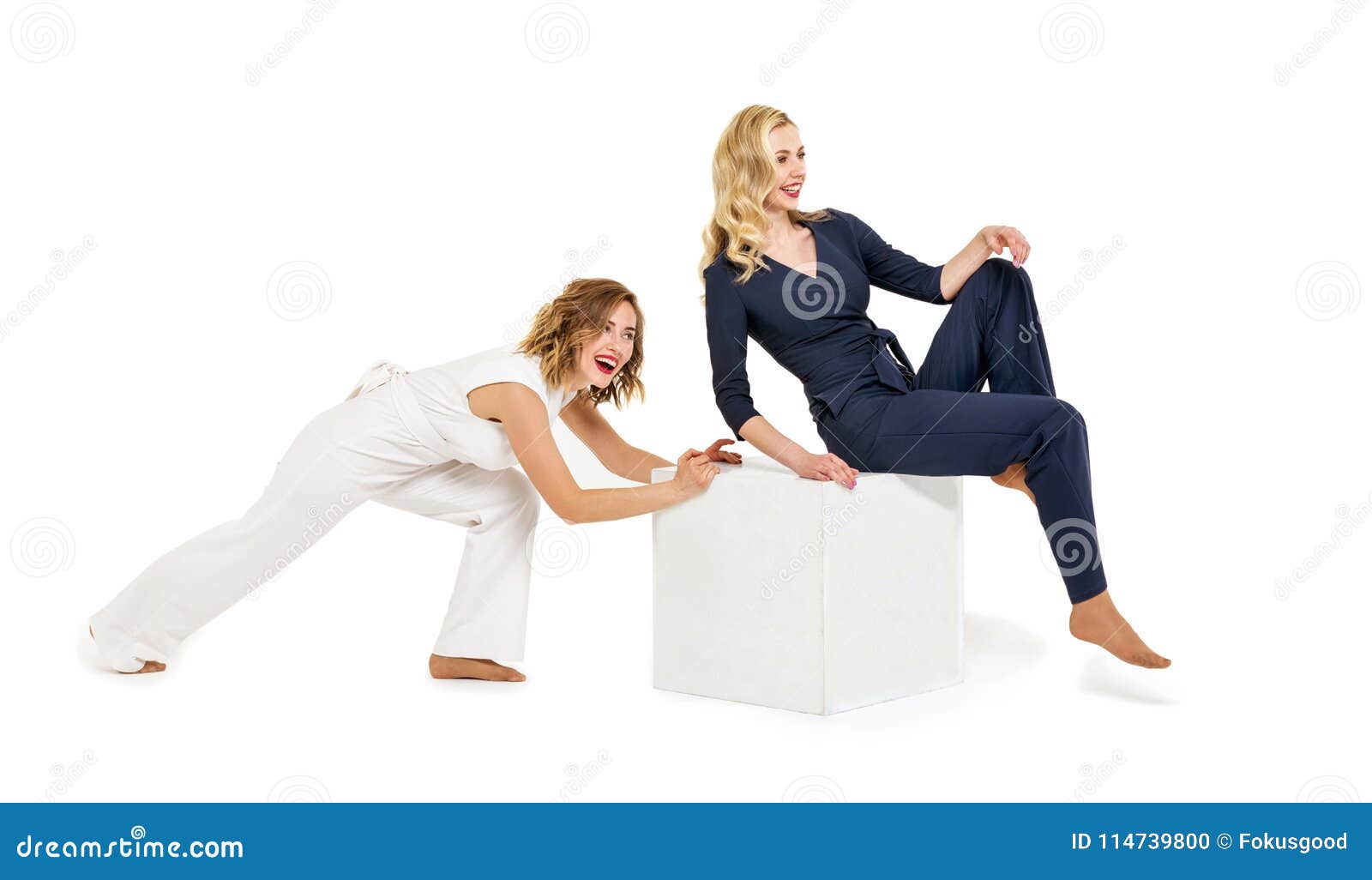 Two Girlfriends Play and Have Fun Stock Photo - Image of impressive ...