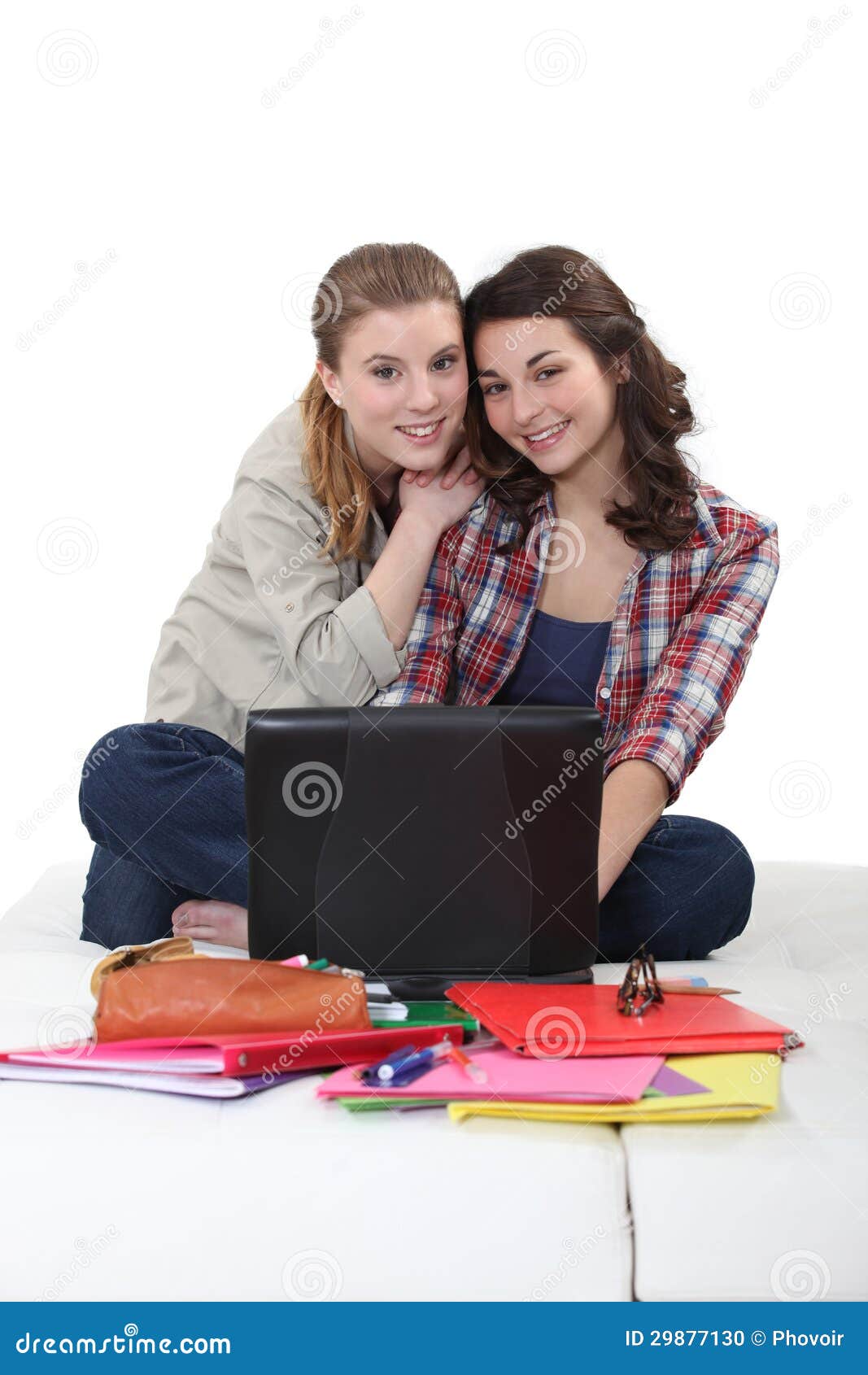 Two girlfriends studying stock photo. Image of smiling - 29877130