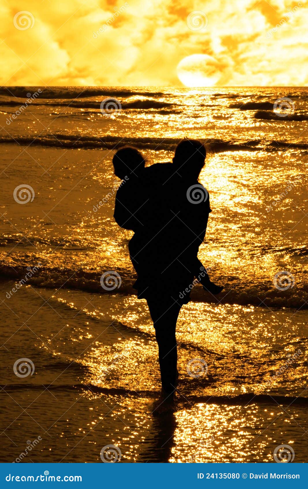 Two Girls in Affectionate Silhouette Stock Photo - Image of child ...