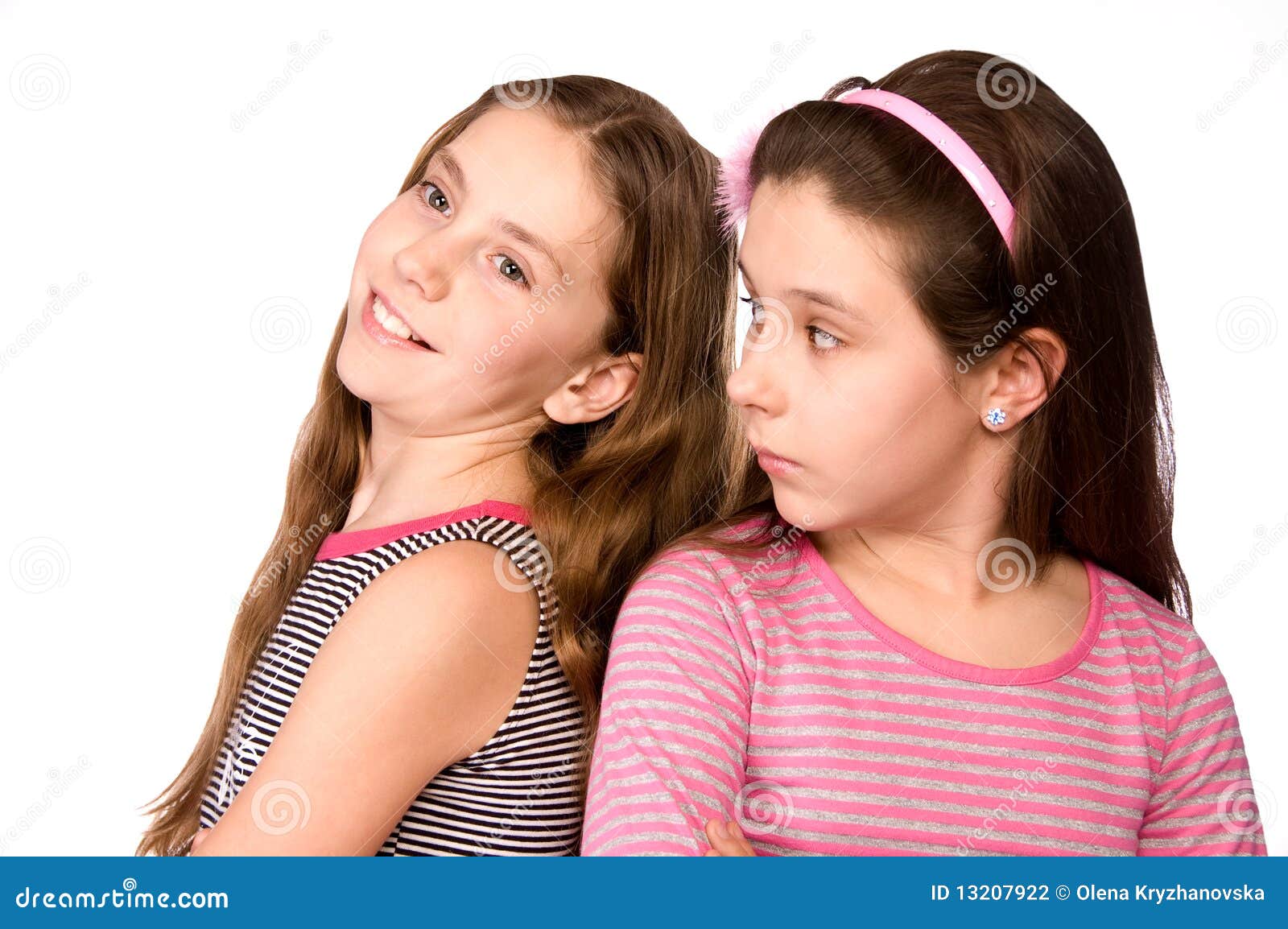 Two Girls in the Age of Ten and Eleven Dreaming Stock Photo - Image of ...