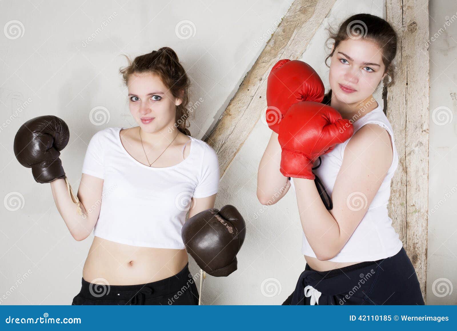 Two girls as boxers stock image. Image of power, portrait - 42110185