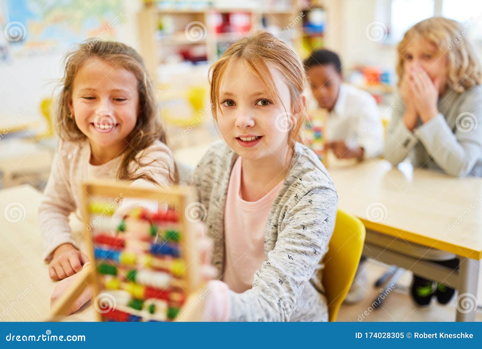 Two Girls As Students in Math Class Stock Image - Image of classroom ...