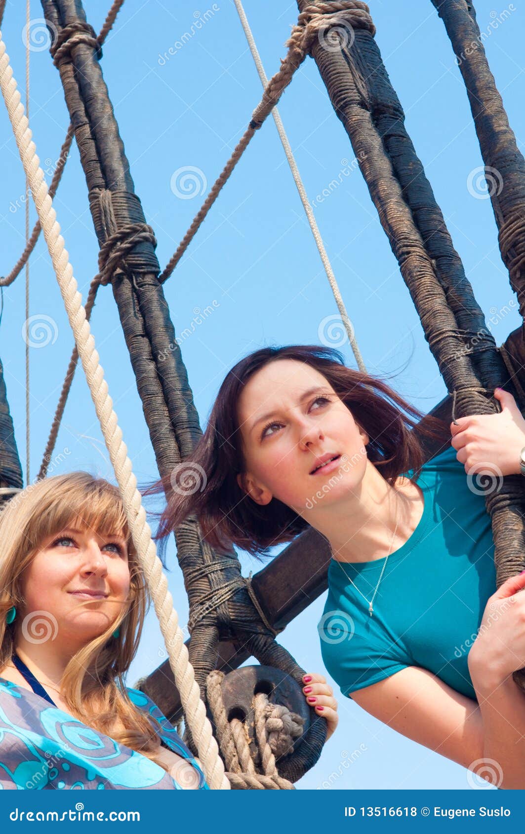 Two girls on a boat stock photo. Image of blue, sailing - 13516618