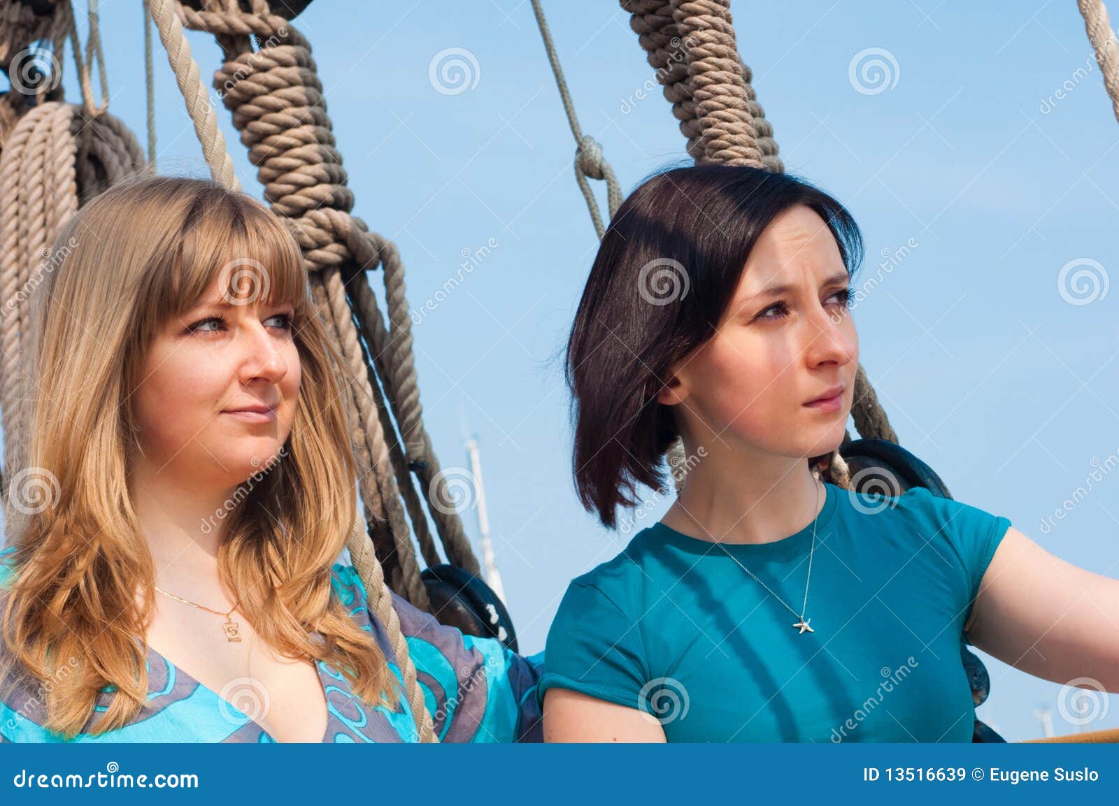 Two girls on a boat stock image. Image of people, female - 13516639