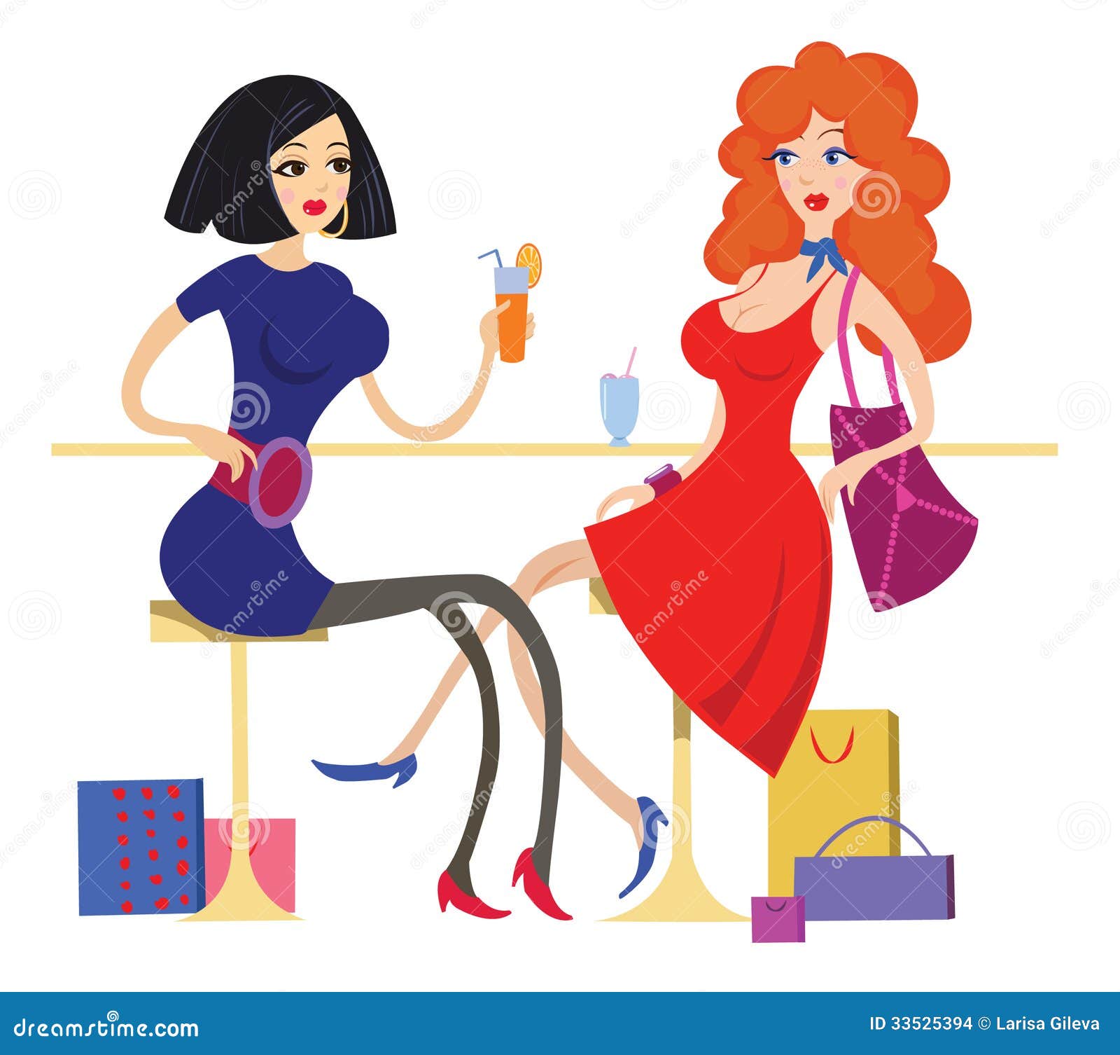 Girls And Martini Glasses Royalty-Free Illustration | CartoonDealer.com ...