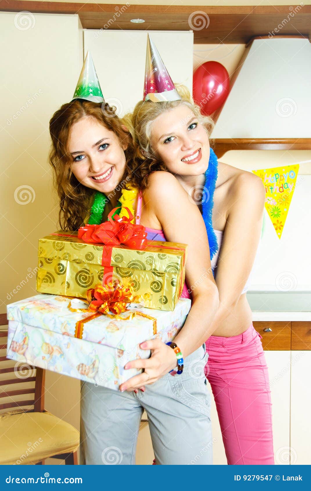 Two Girls Celebrating Birthday Stock Image - Image of beautiful ...
