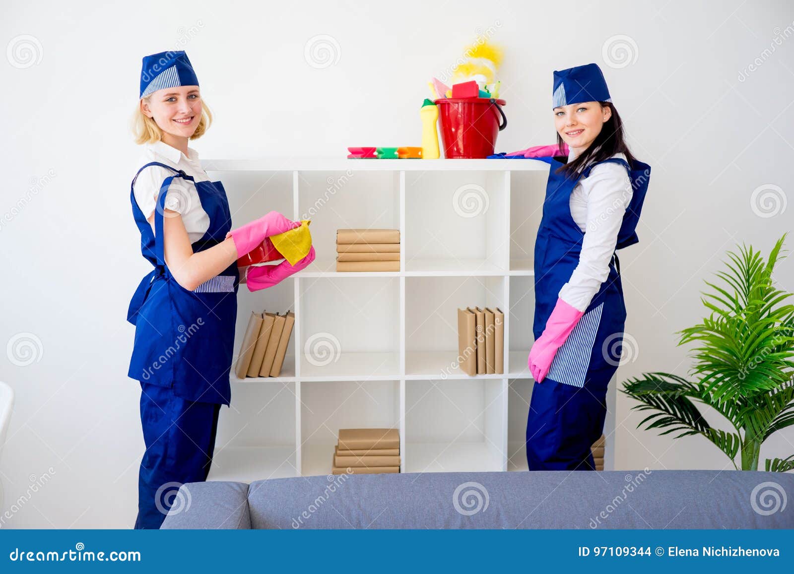 Two Girls of Cleaning Service Stock Photo - Image of housecleaning ...