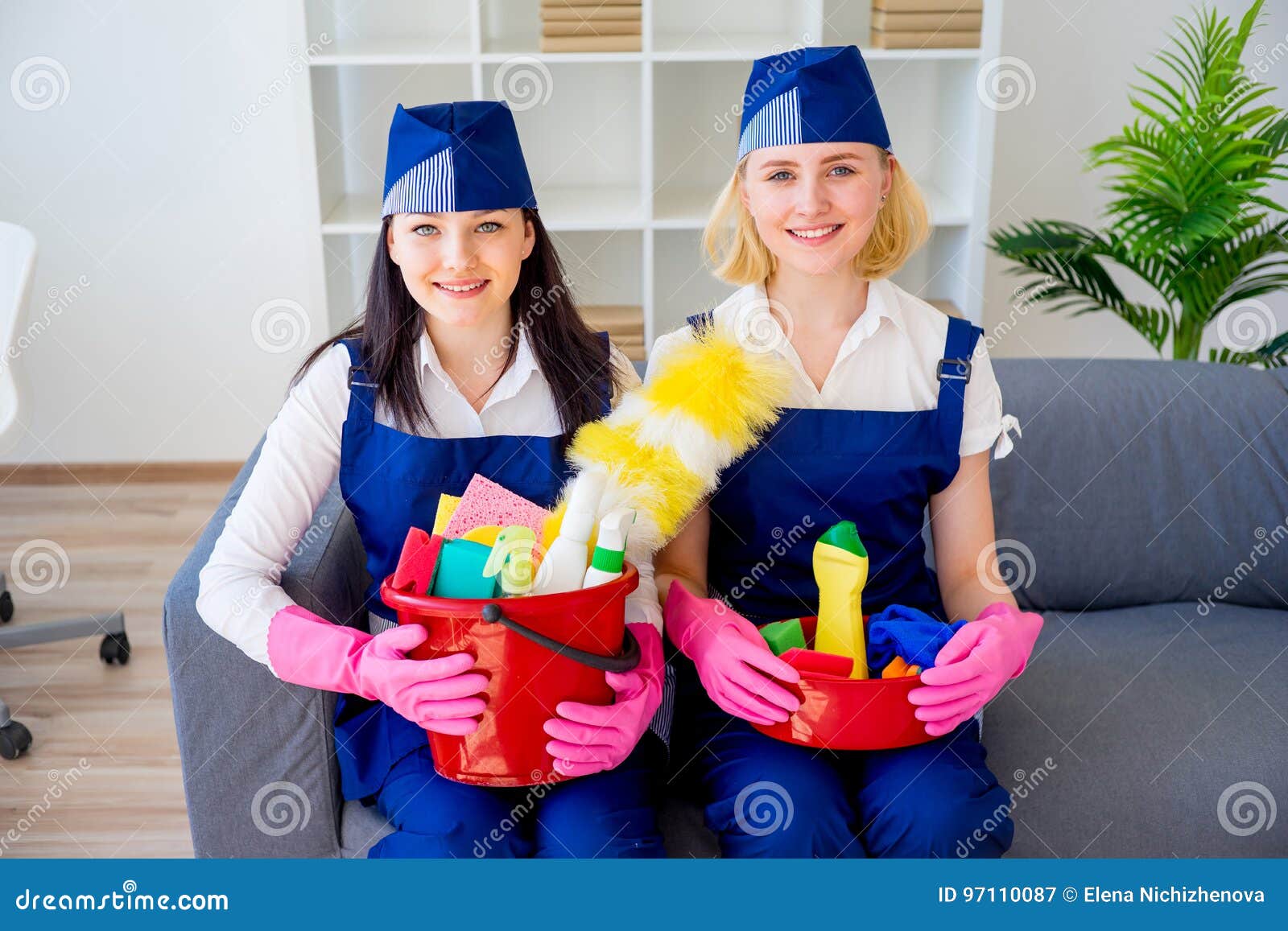 Two Girls of Cleaning Service Stock Image - Image of house, domestic ...