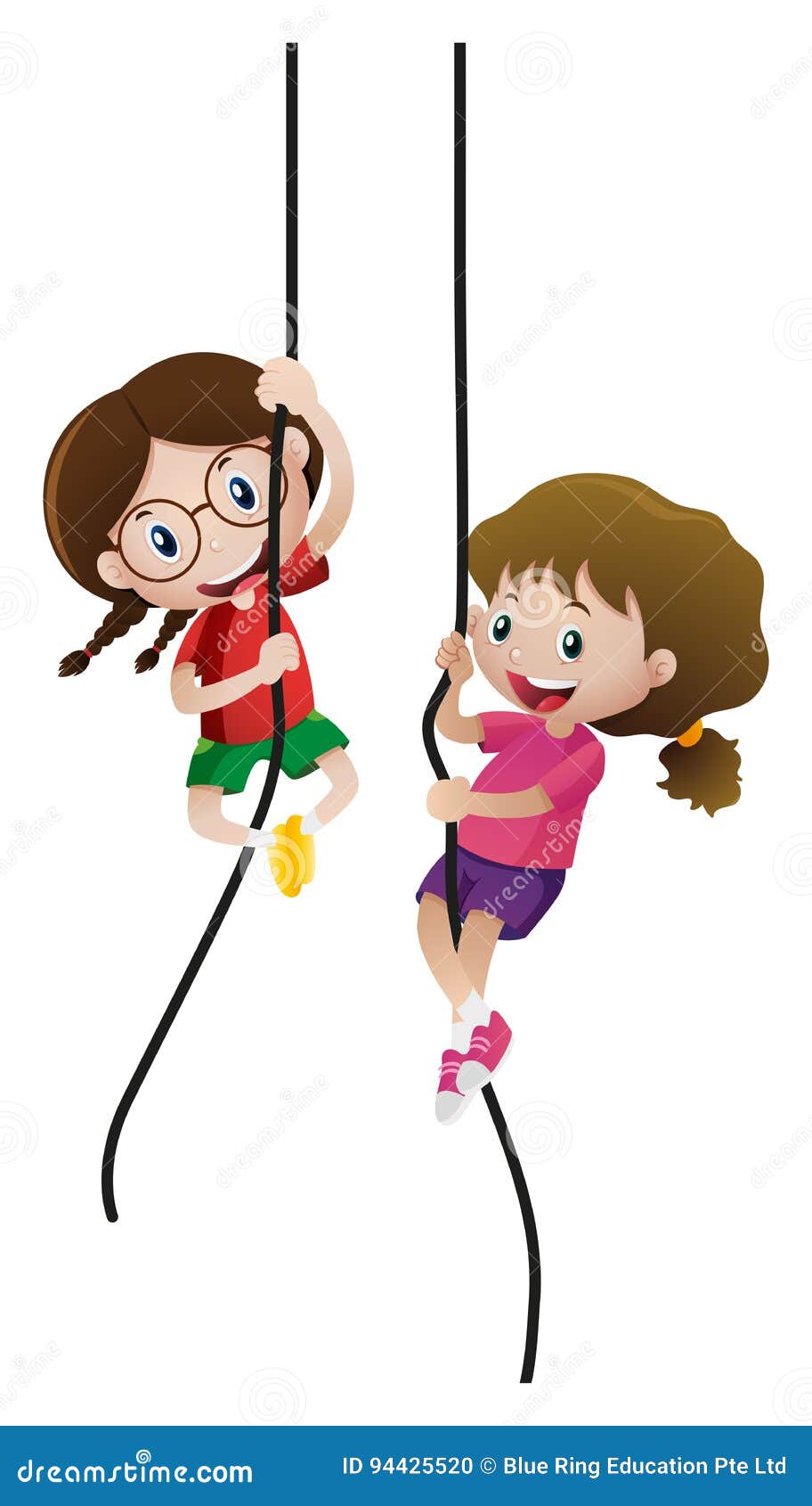 Two girls climbing rope stock vector. Illustration of child - 94425520