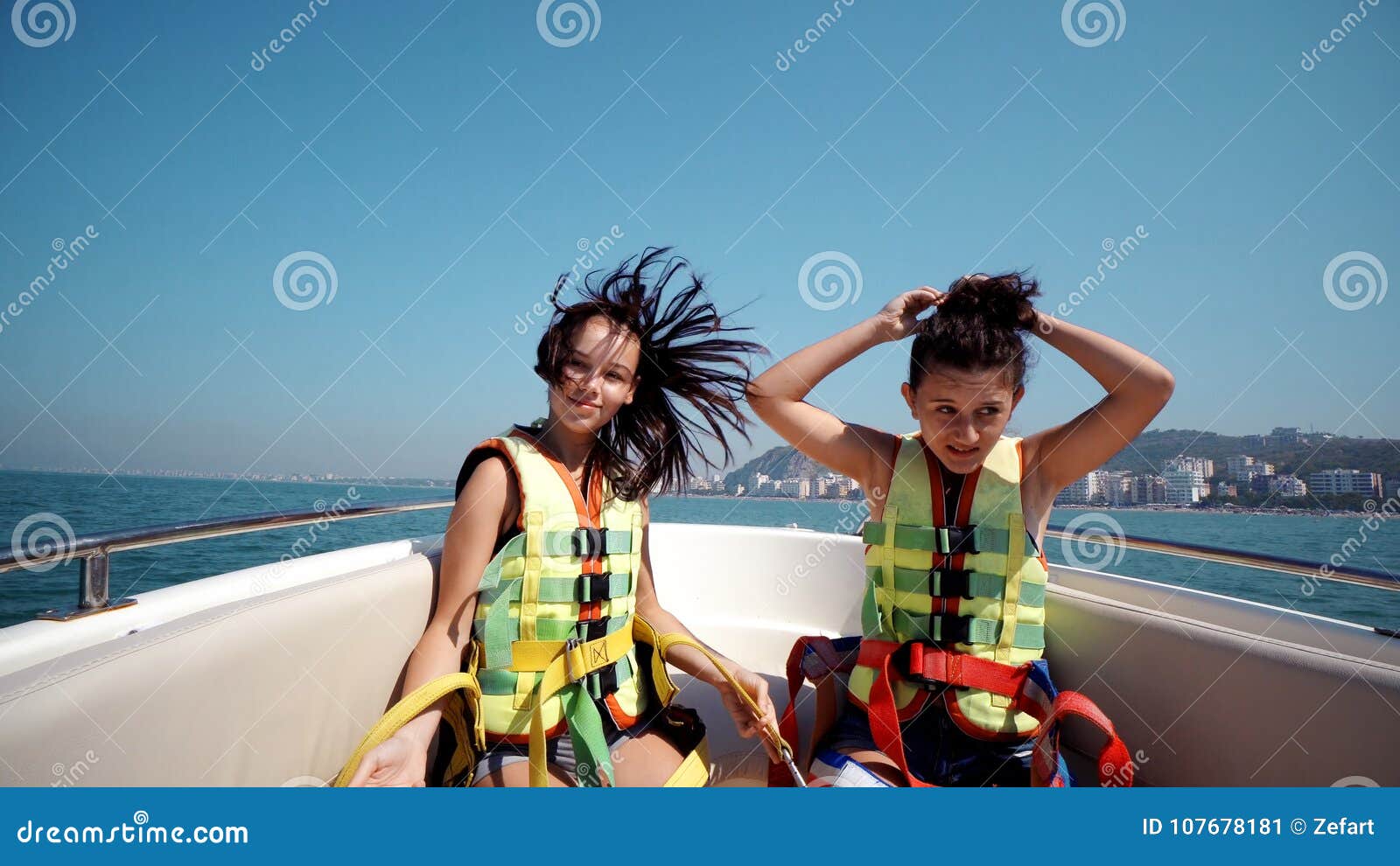 Two Girls Dancing on a Yacht Stock Image - Image of beauty, people ...